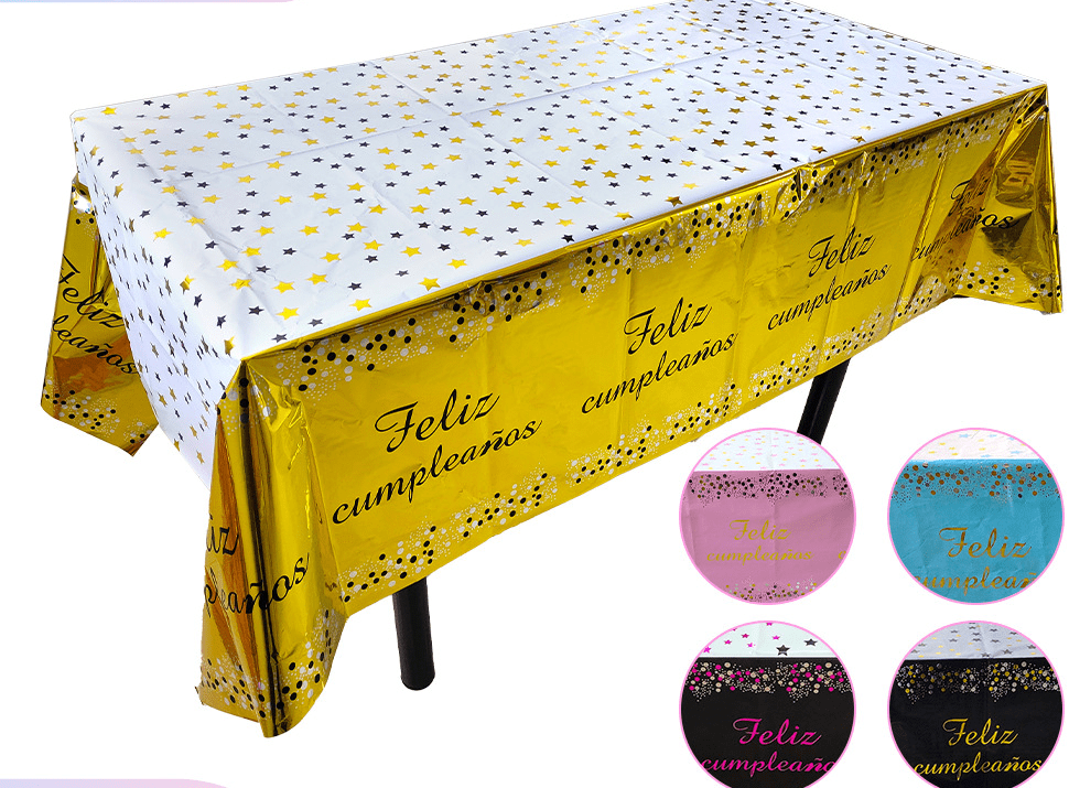 Party Aluminum Tablecloth CPP Material Party Scene Layout Supplies Cross-border Spanish Happy ...
