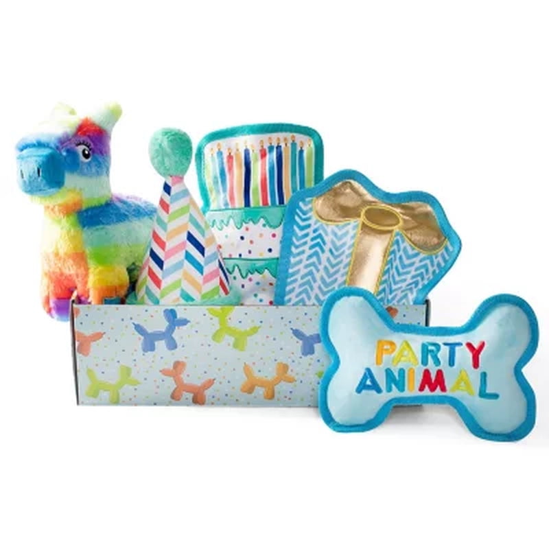 Party Animal Birthday Box Dog Toy Bundle, 5-Piece Set Blue - Walmart.com