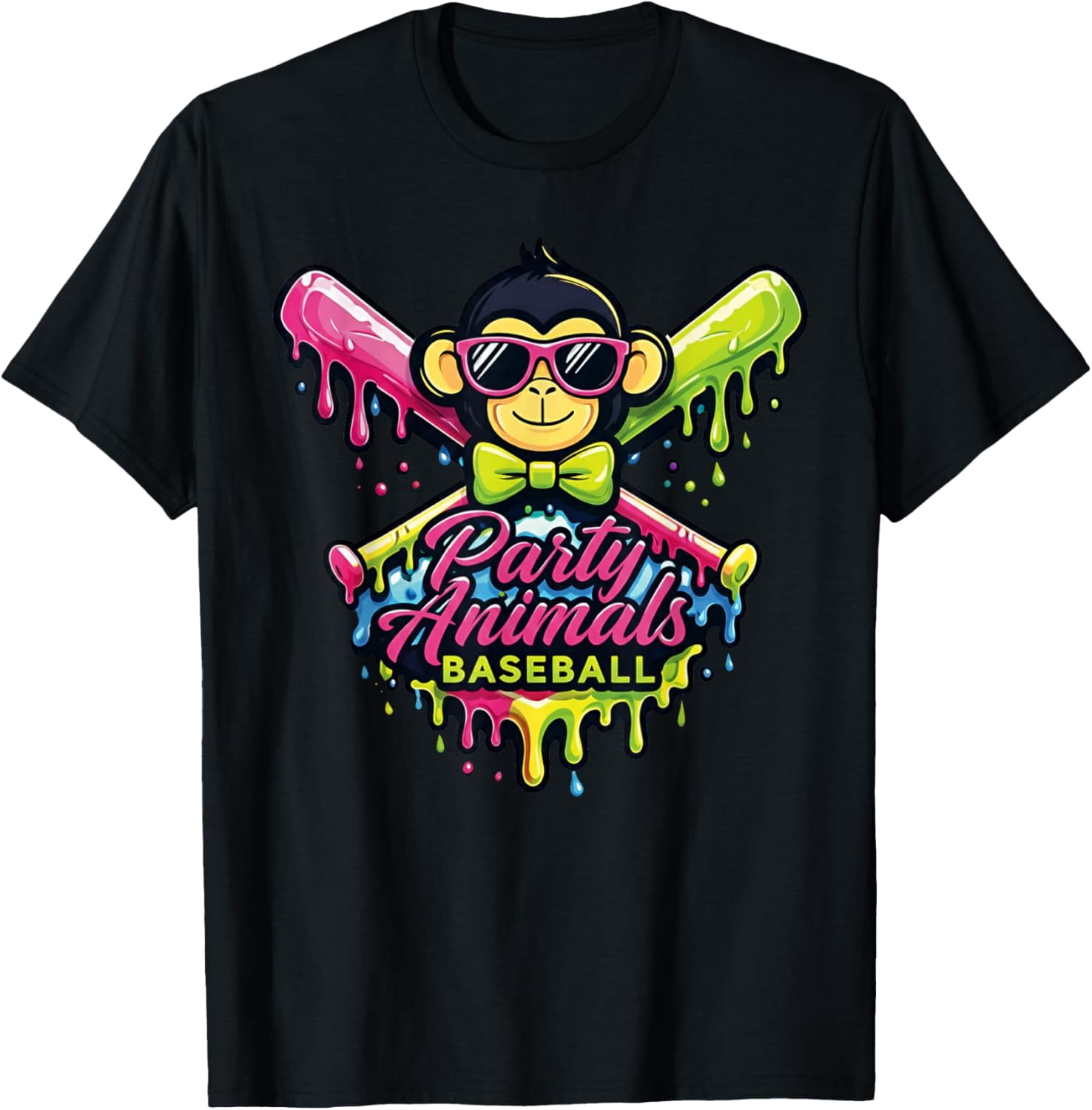 Party Animals Baseball Funny Monkey T-Shirt - Walmart.com