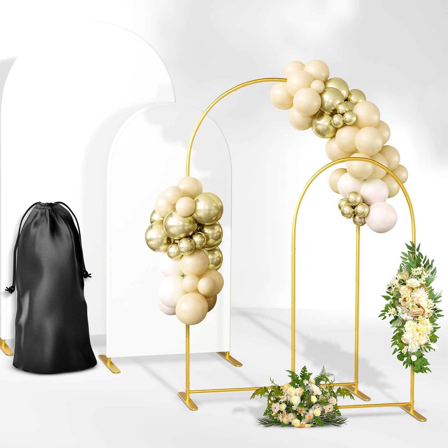 Party Arch Backdrop Stand and Cover Set - 7.2ft Gold Balloon Arch Stand ...