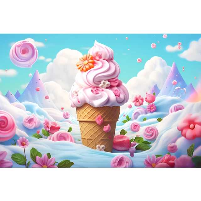 Party Background Pink Ice Cream Baby Child Portrait Photography ...
