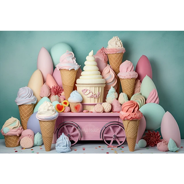 Party Background Pink Ice Cream Baby Child Portrait Photography ...