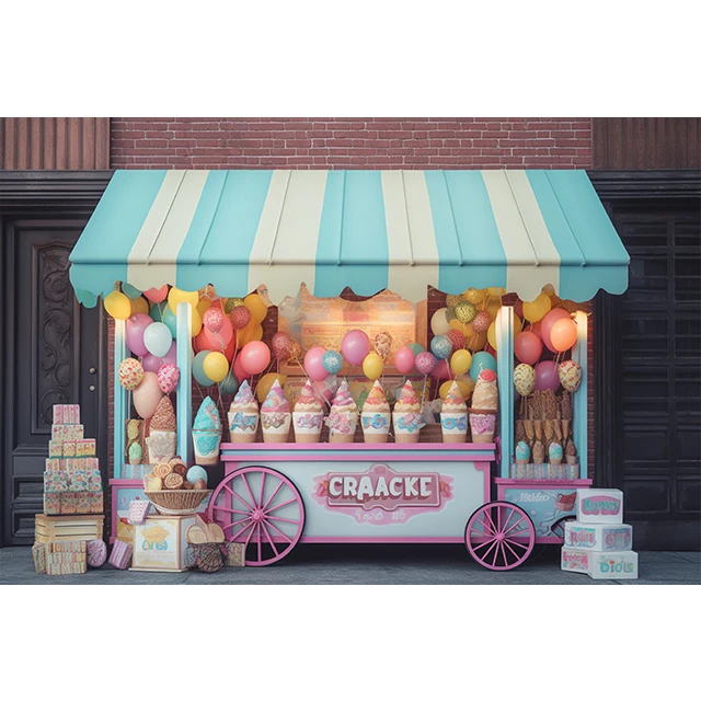Party Background Pink Ice Cream Baby Child Portrait Photography ...