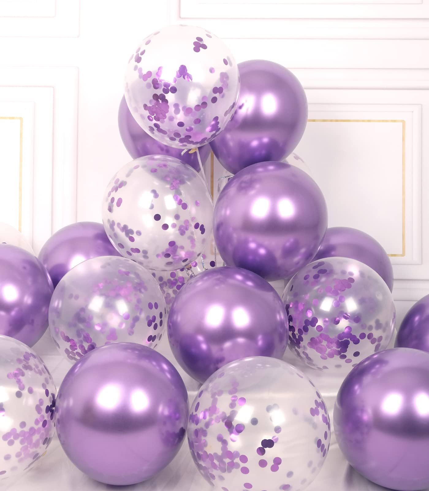 Party Balloons Pack of 80- Metallic Balloons & Confetti Balloons 12 ...