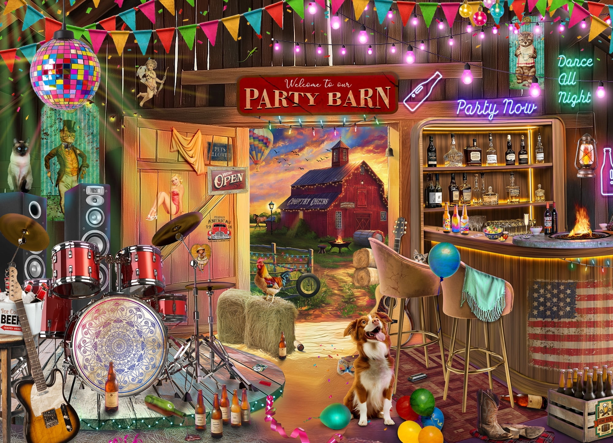 Party Barn Jigsaw Puzzle 1000 Piece by Vermont Christmas Company ...