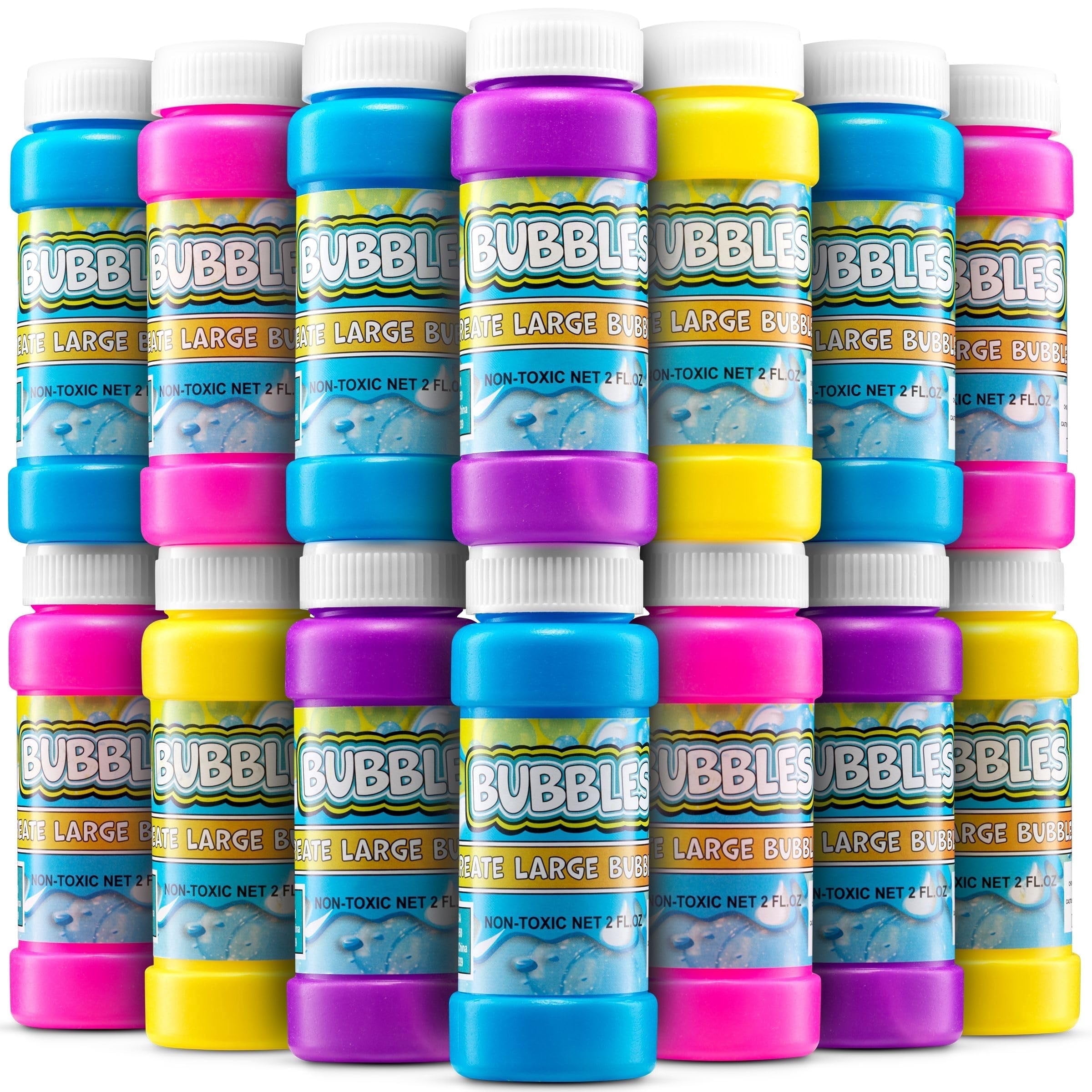 Bedwina Party Bubbles for Kids, Bulk Pack of 24, 2-oz Neon Colors with ...