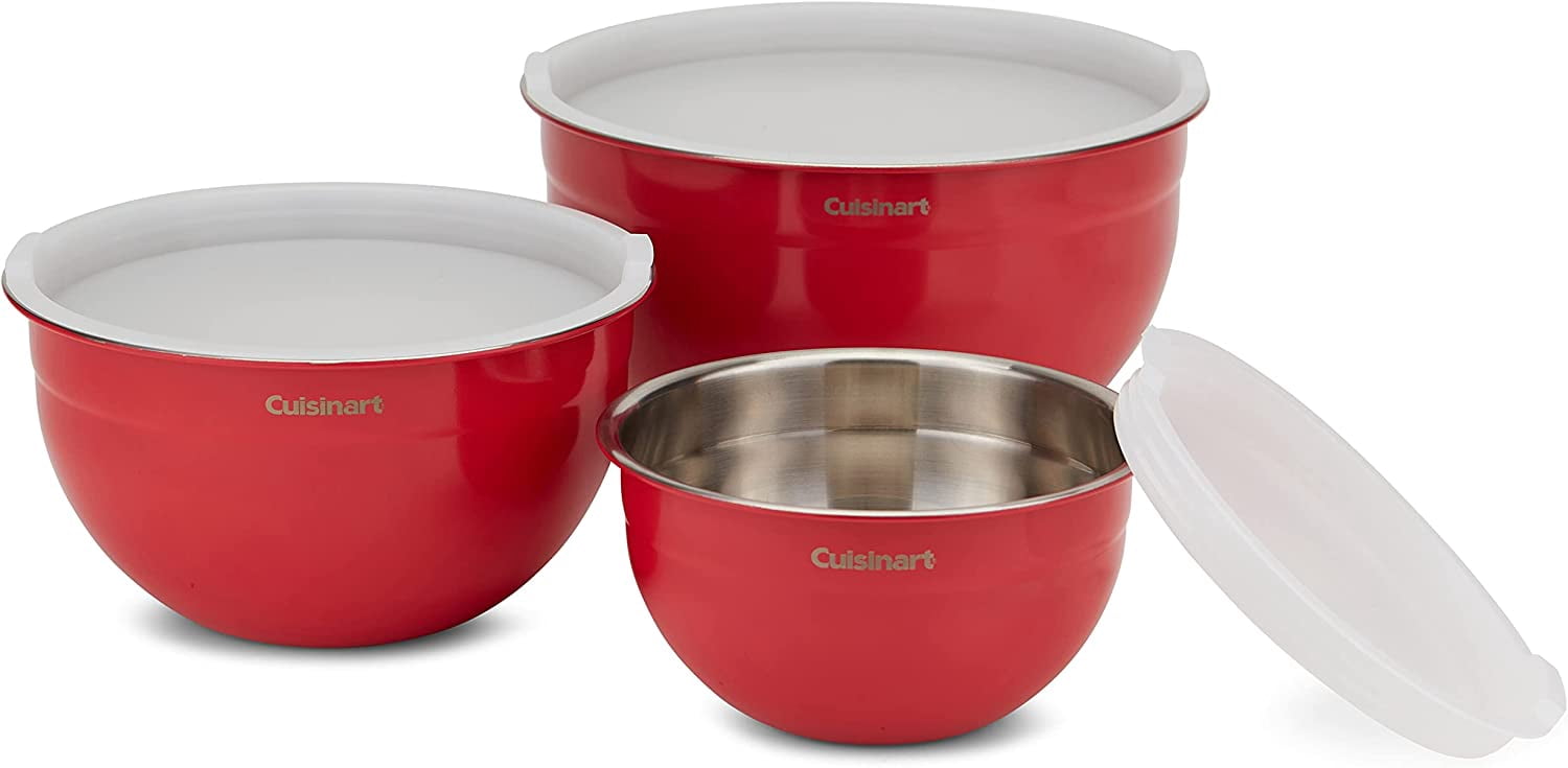 Party CTG-00-SMB Stainless Steel Mixing Bowls with Lids, Set of 3, Red ...