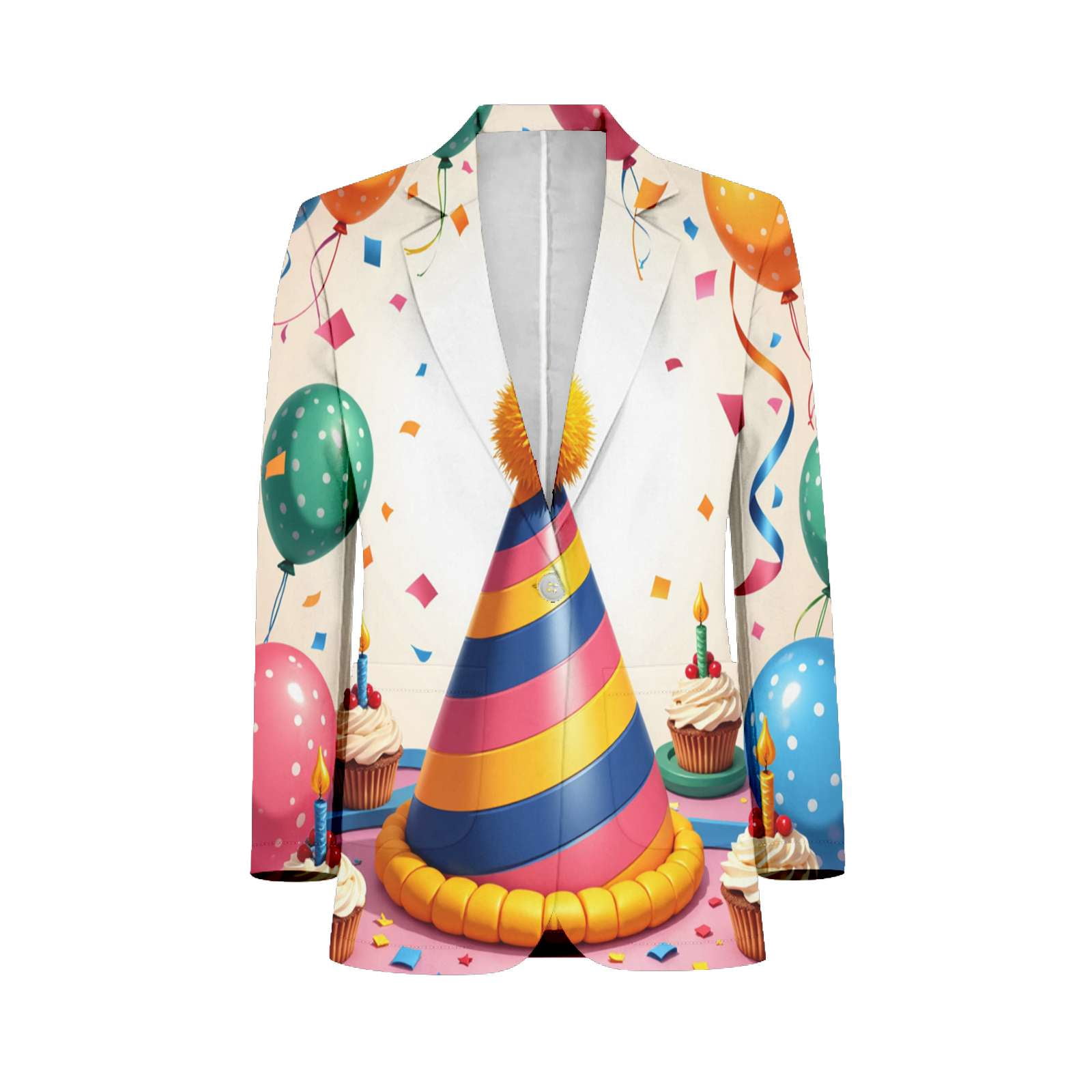 Party Celebration Balloons Cupcakes Birthday Fun Mens Suits Shawl ...