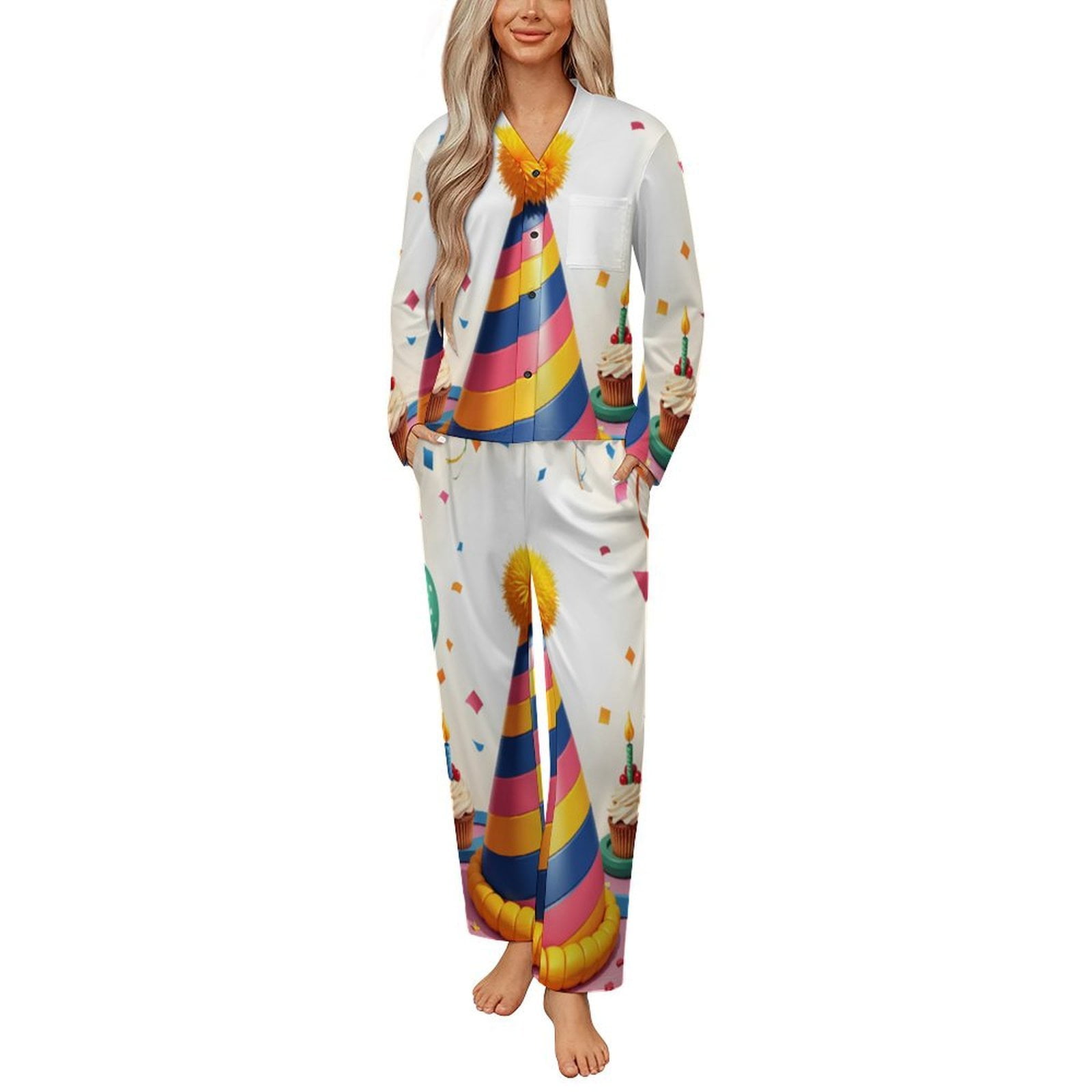Party Celebration Balloons Cupcakes Birthday Fun Womens Pyjamas Set ...