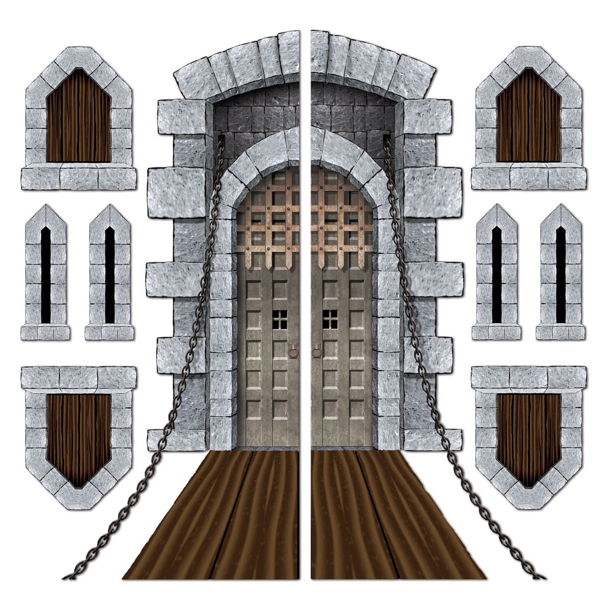 Party Central Club Pack of 108 Gray Castle Door and Draw Bridge Wall ...