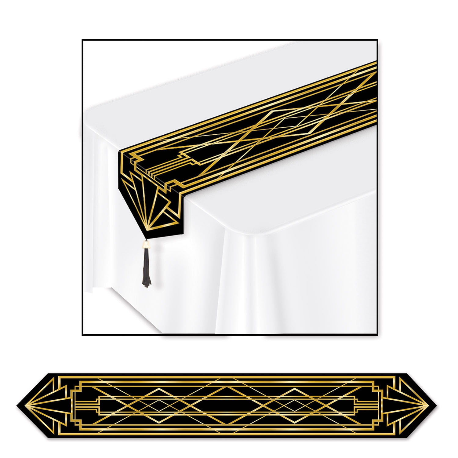 Party Central Club Pack of 12 Gold and Black Art Deco Table Runners 6 ...