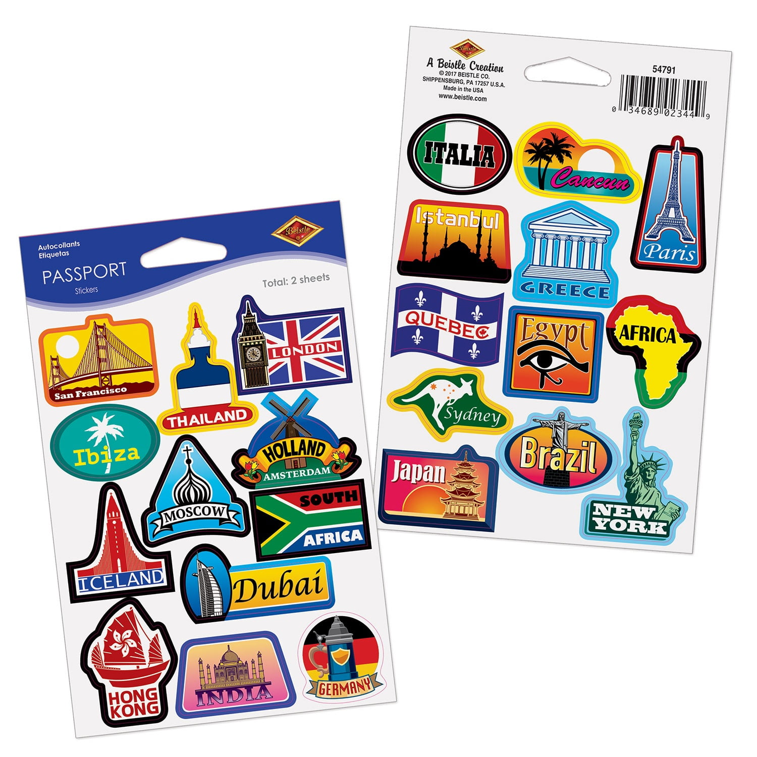 Party Central Club Pack of 12 Multi-Color All Around the World Passport ...