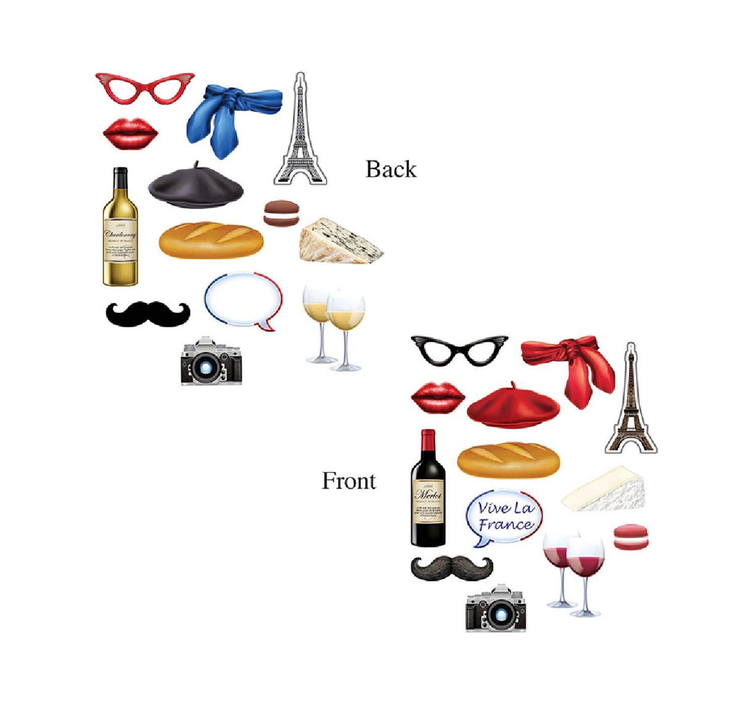 Party Central Club Pack of 12 Multi-Color French Photo Fun Sign Cutouts ...