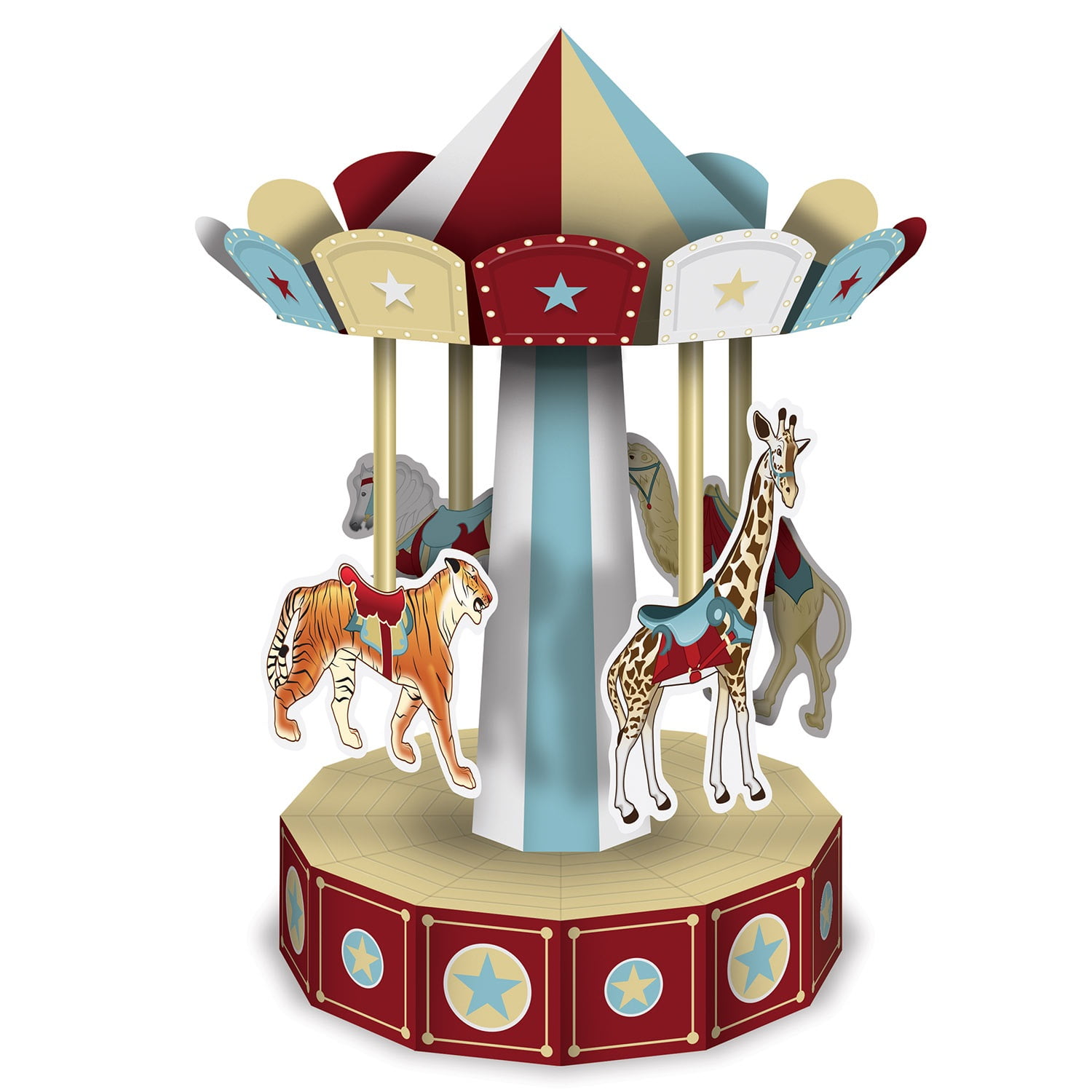 Club Pack of 12 Red and Brown Vintage Circus Carousel Centerpieces ...