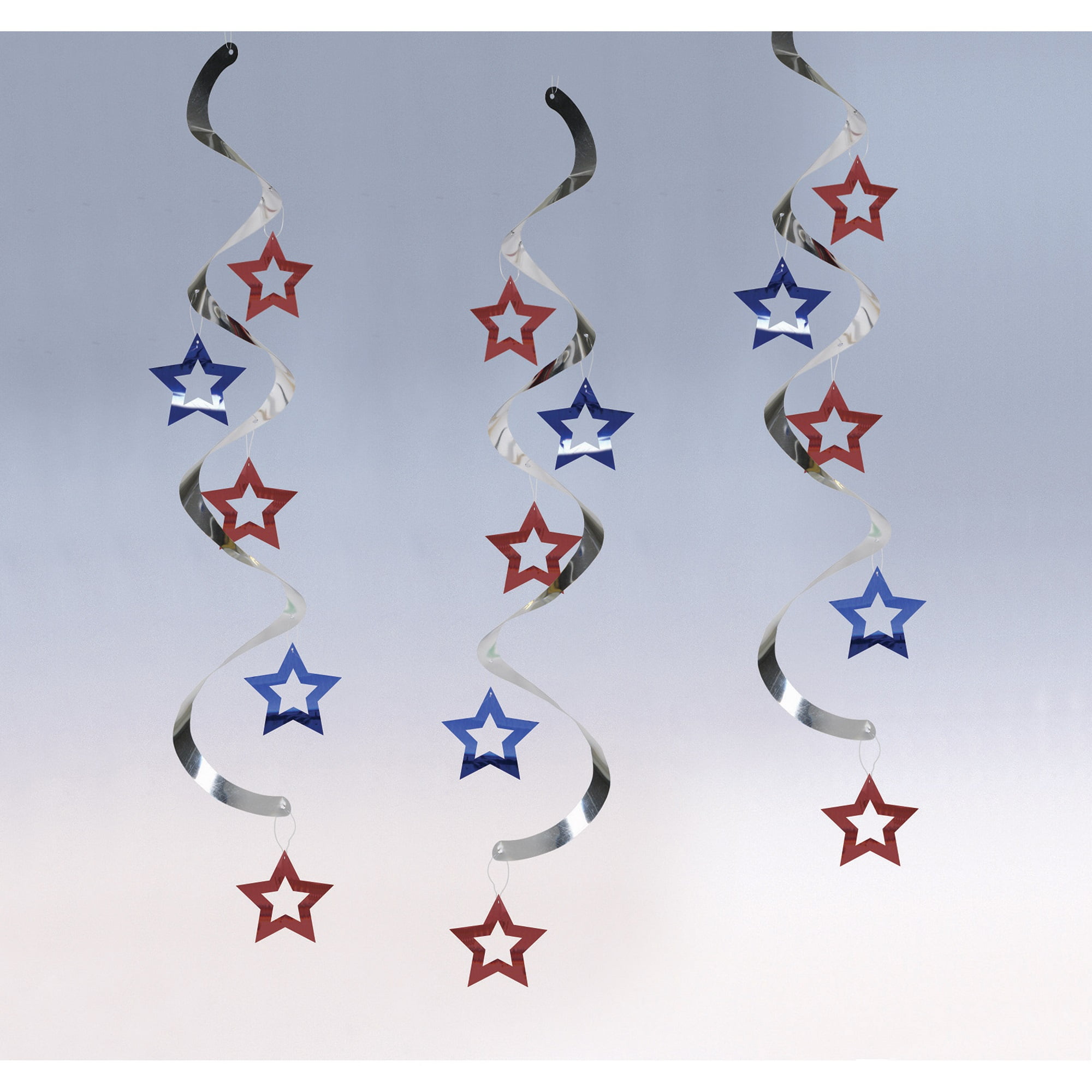 Party Central Club Pack of 60 Gray and Red Patriotic Star Hanging Dizzy ...