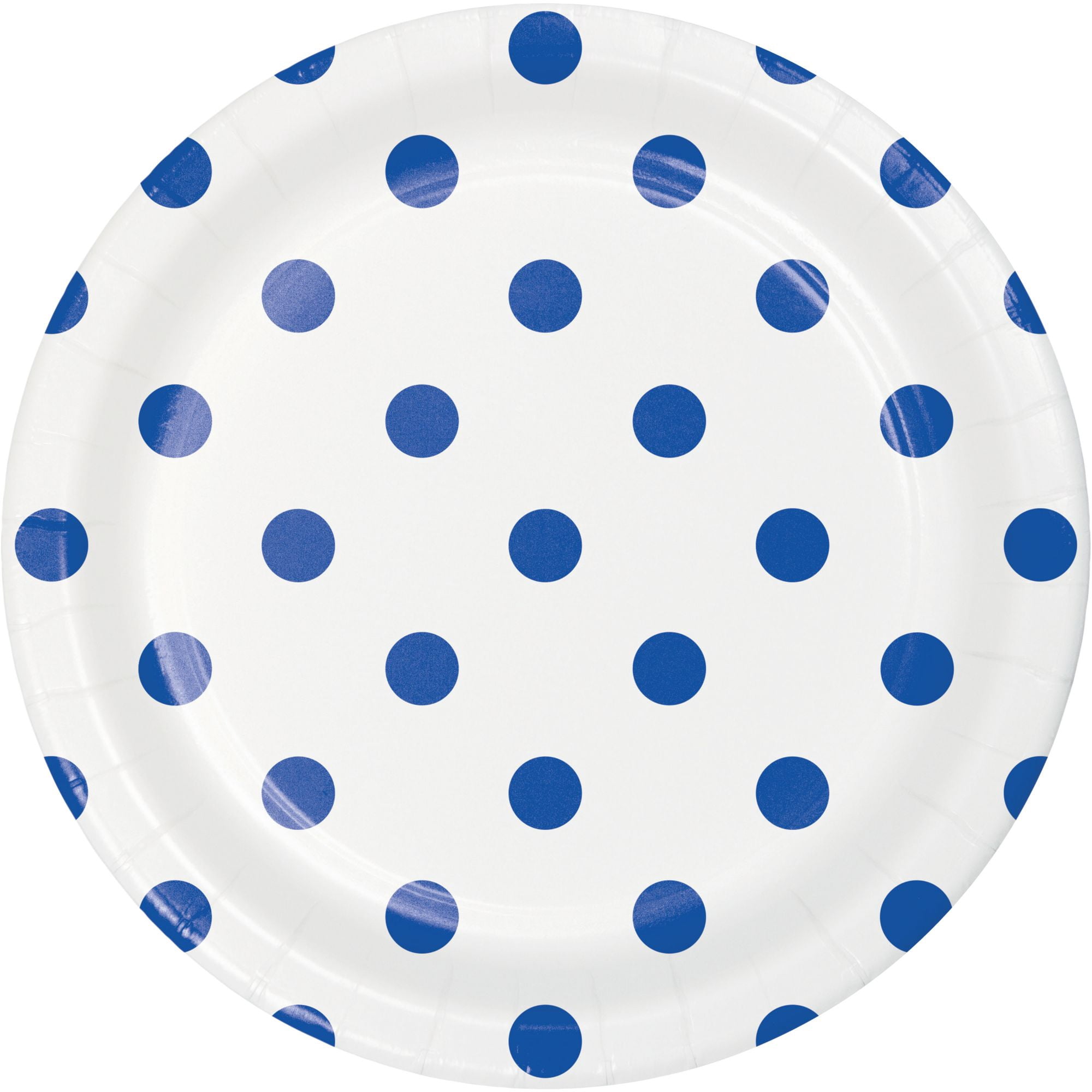 Party Central Polka Dot Disposable Paper Dessert Plates - 6.75" - Blue ...