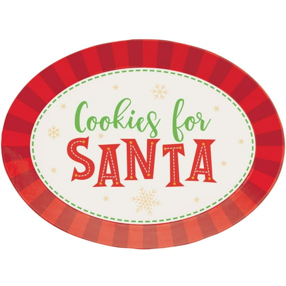 Party Central Cookies for Santa Oval Serving Trays - 13.25" - Club Pack ...