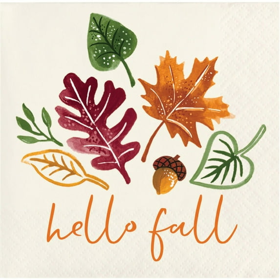 Party Central Lush Leaves 2-Ply Hello Fall Harvest Beverage Napkins - 5 ...