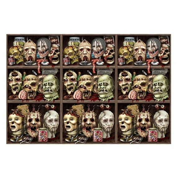 Party Central Pack of 6 Brown and Green Scary Zombie Heads Halloween ...