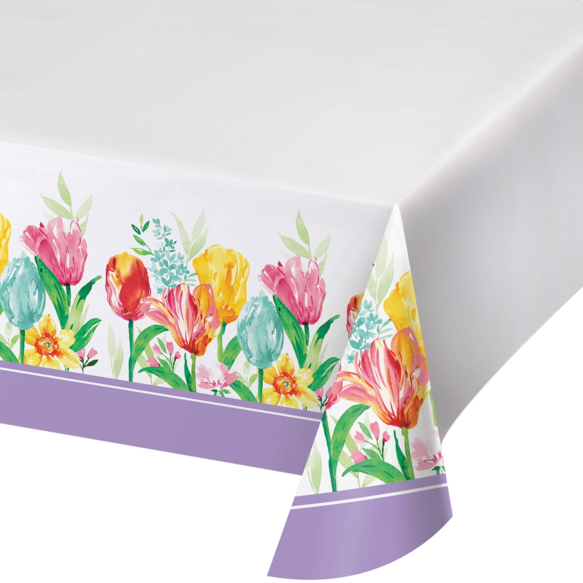 Party Central Spring Blooms Disposable Paper Tablecloths - 96" x 54 ...