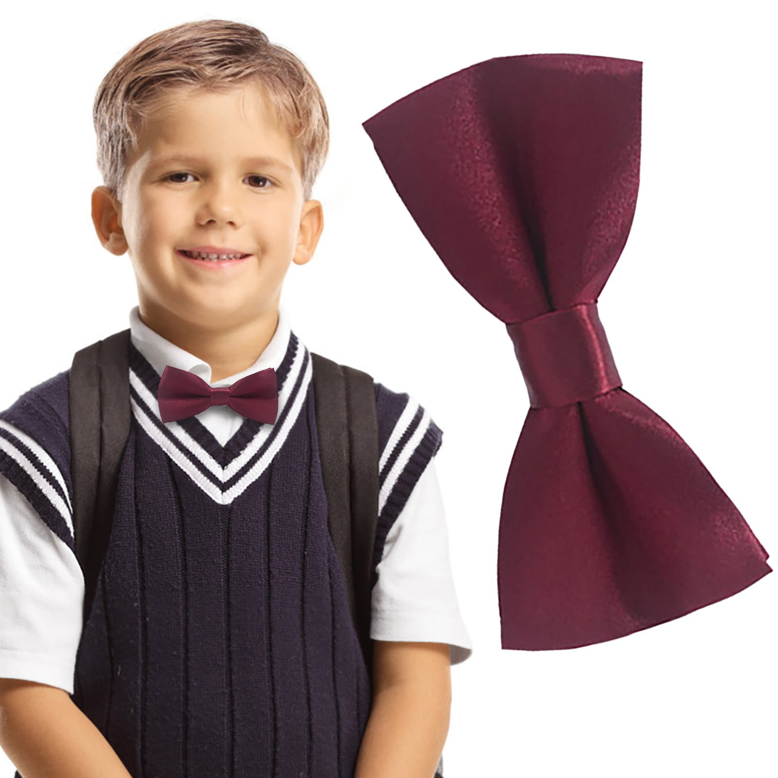 Party Children'S Bow Tie, Burgundy - Visland 6Pcs Kids Bow Ties ...