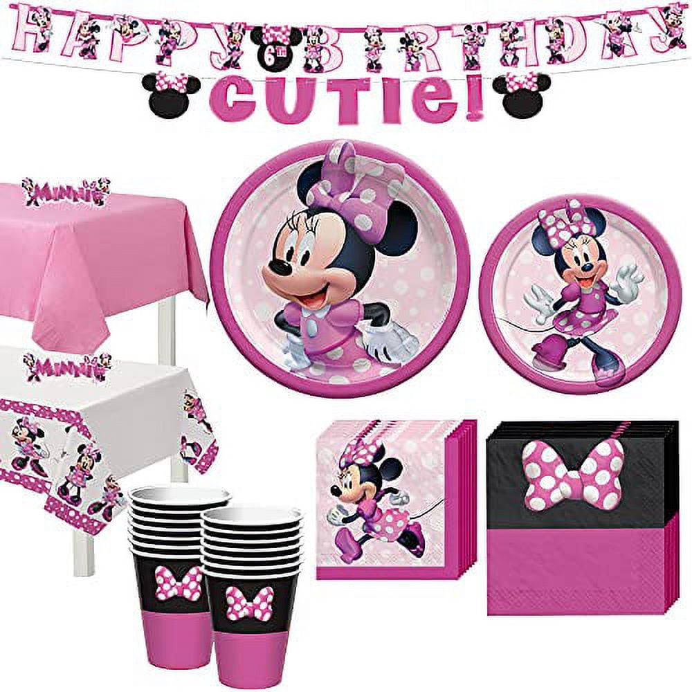 Party City Minnie Mouse Forever Tableware for 16 Guests, Disney Plates ...