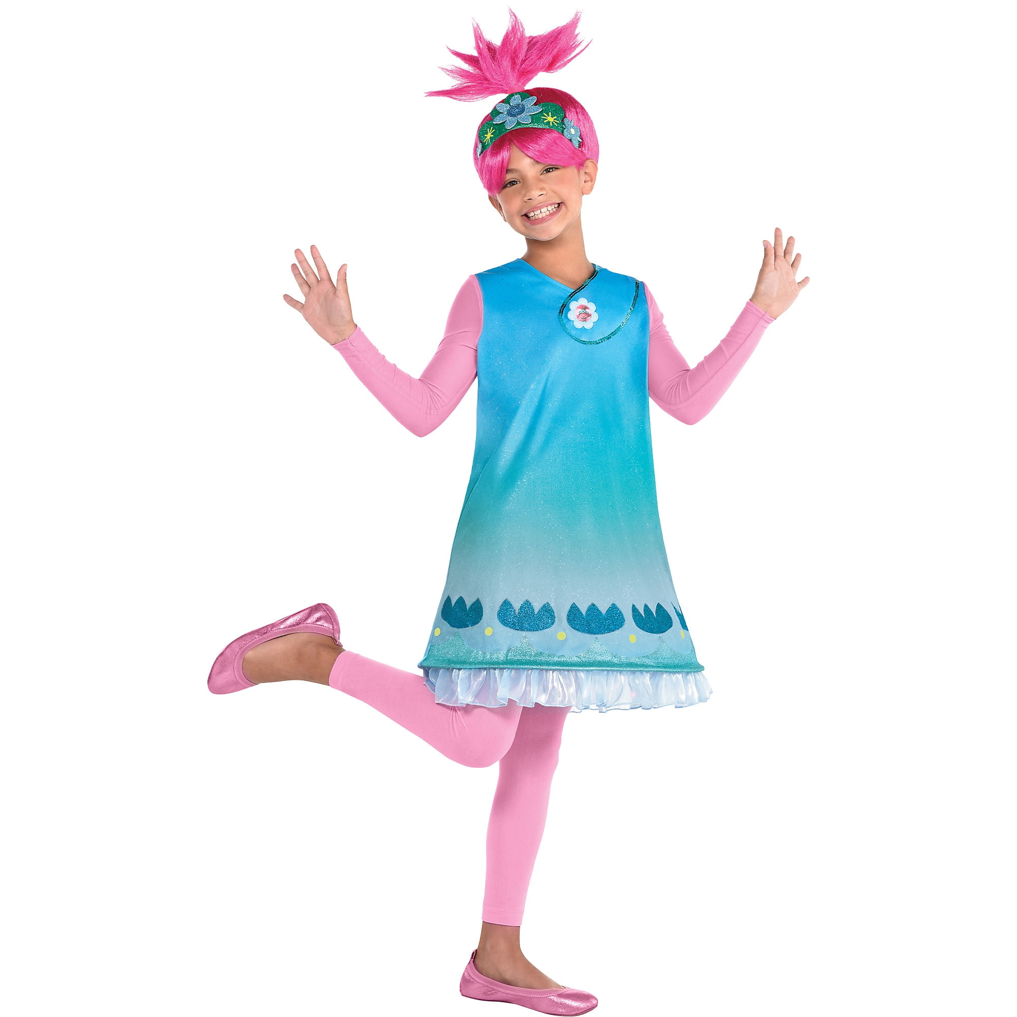 Party City Queen Poppy Halloween Costume for Girls, Trolls World Tour ...