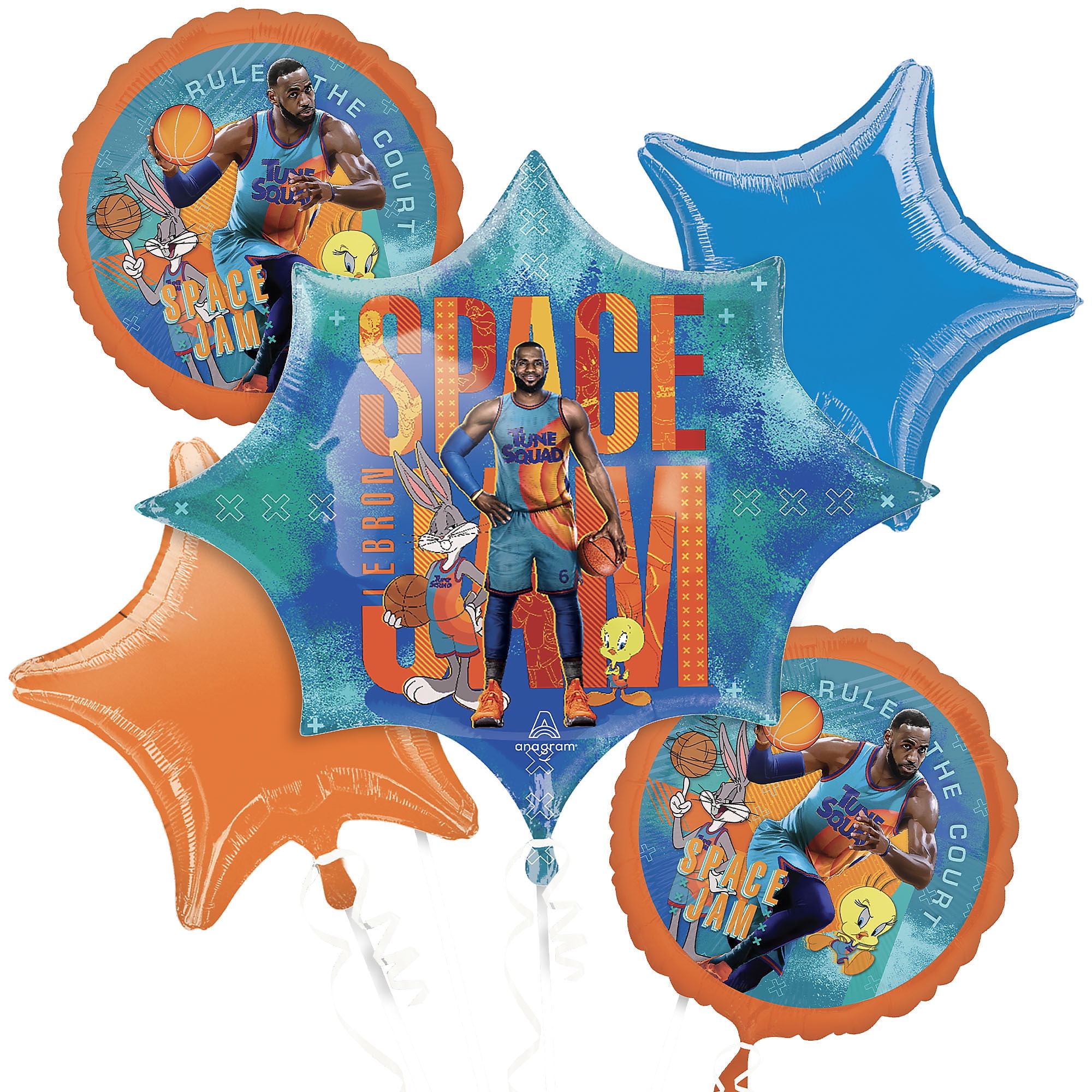 Party City Space Jam 2 Foil Balloon Bouquet, Party Supplies, 5 Pieces ...