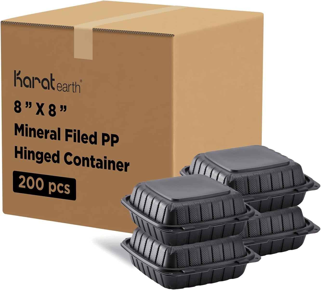 Party Clamshell Take Out Food Containers [8"x8" - 200 ct] To Go ...