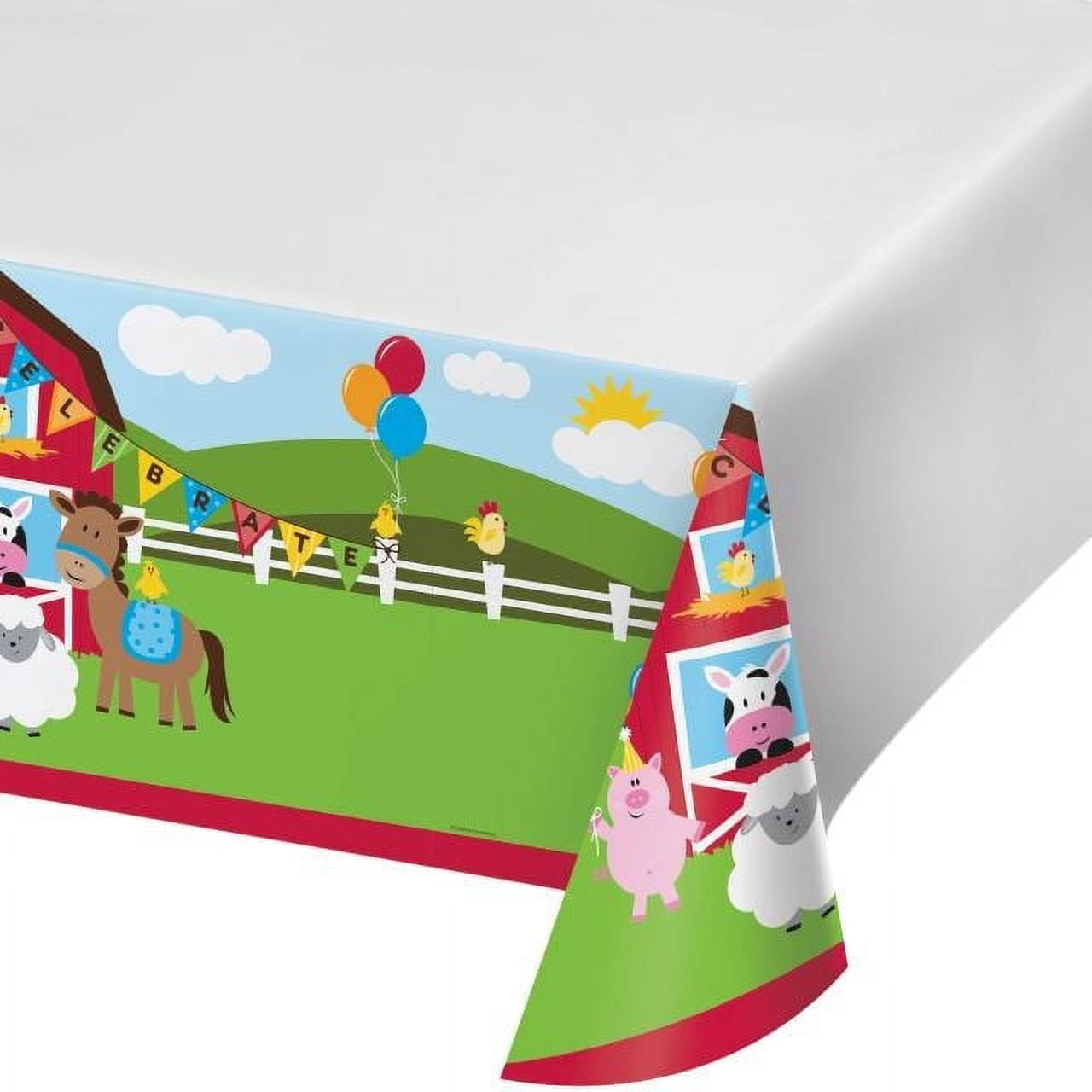 Party Creations Farmhouse Fun Plastic Tablecover, Border Print, 54" x ...