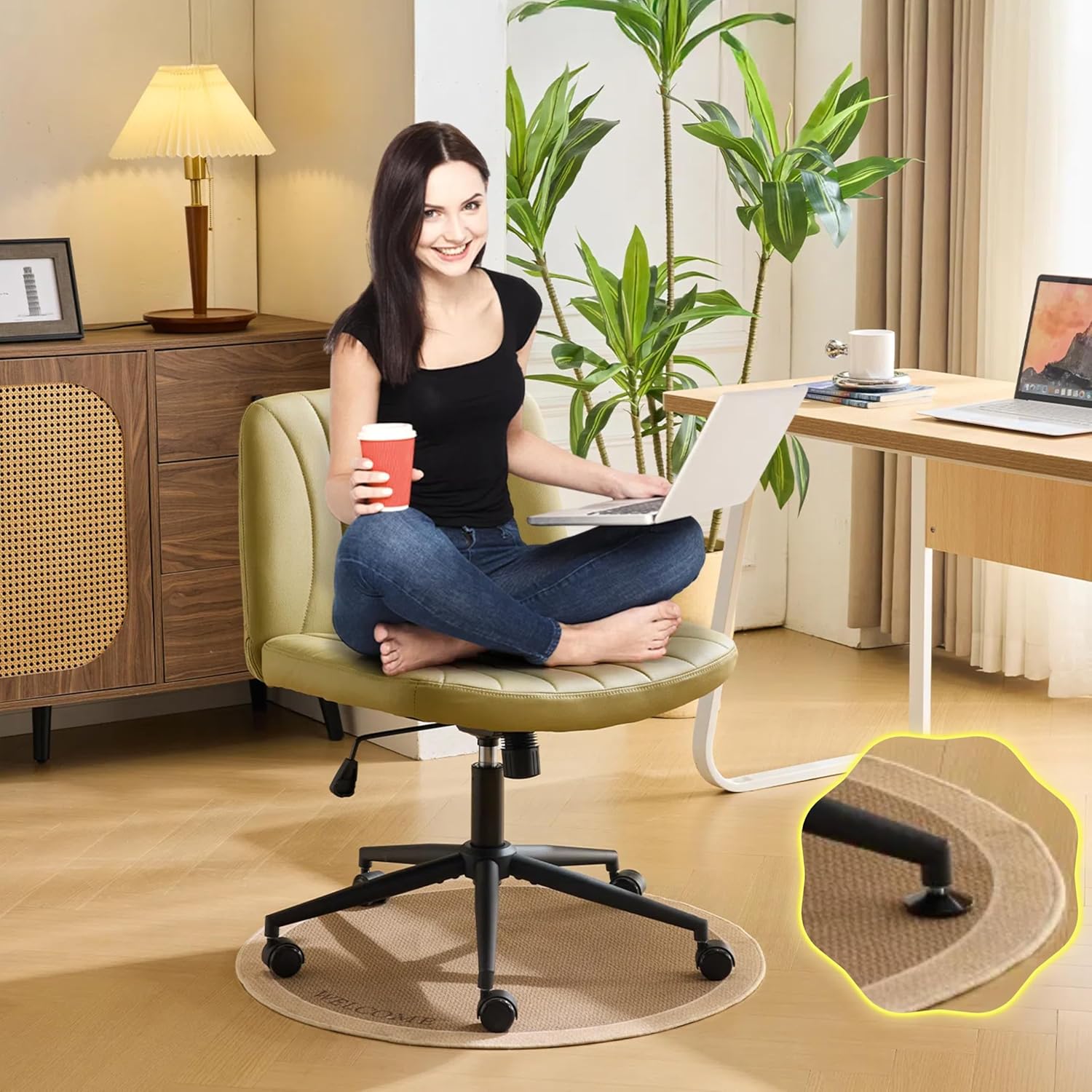 Party Criss Cross Legged Chair,Wide Comfy Office Desk Chair,Dual-Use ...