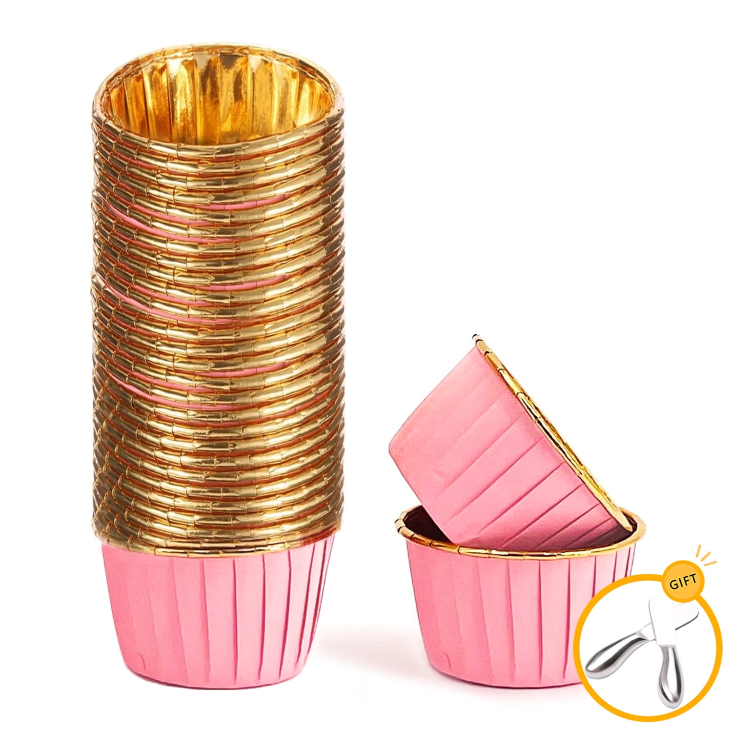 Party Cupcakes Cups with Cheese & Butter Spreader Knives, 3.5 Oz 50 Pcs ...
