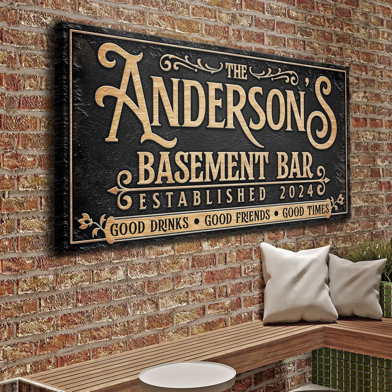 Party Custom Bar Sign - Personalized Basement Bar Decor, Lounge Canvas ...