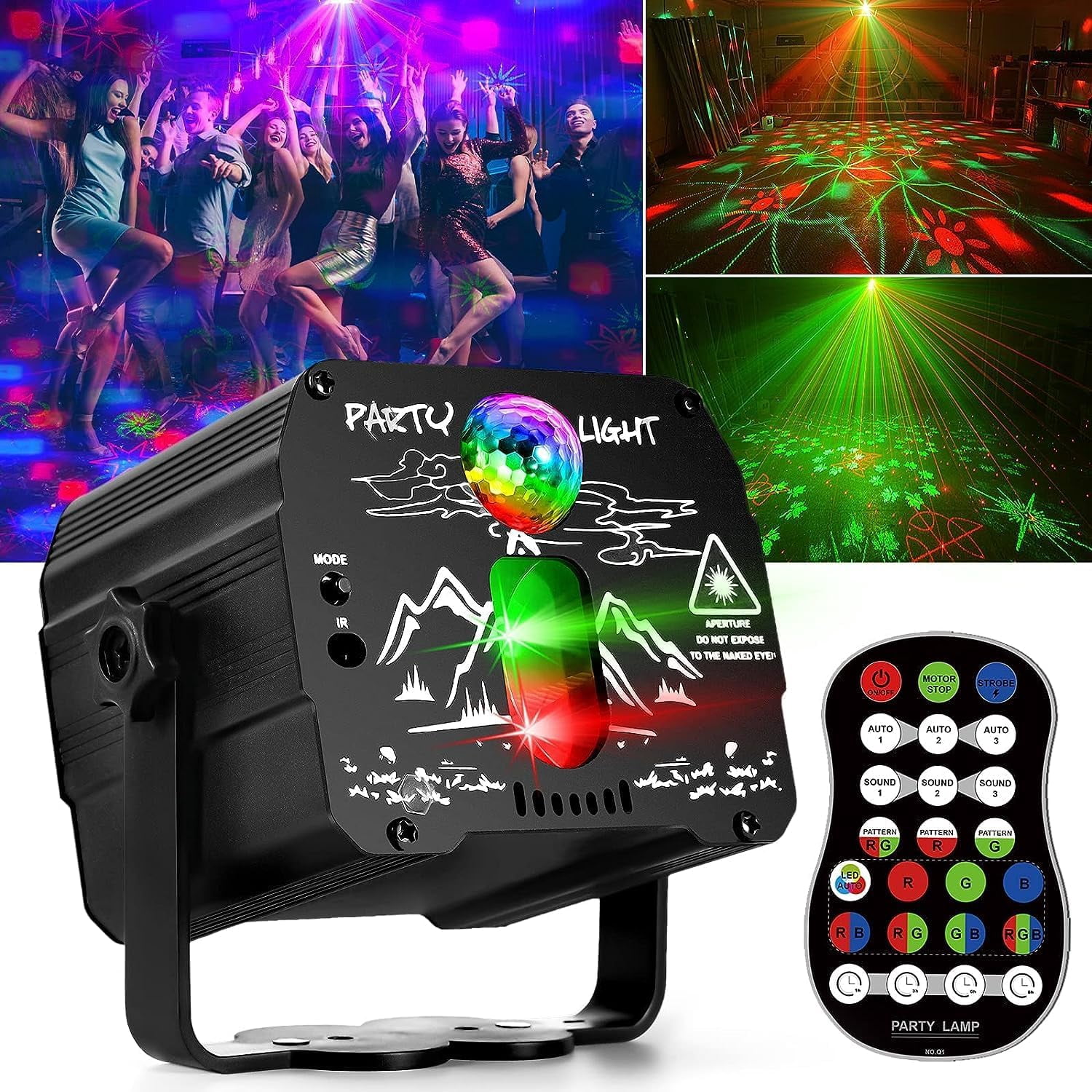 Party DJ Lights with Remote Control, Portable Mini Disco Ball Stage ...