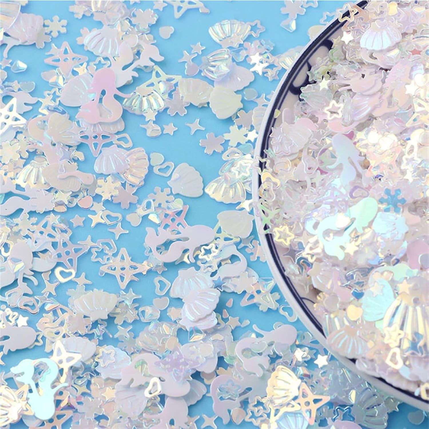 Party Decor 15g Iridescent Sparkle Mixed Shell Glitter Confetti Crystal Powder Nail Glitter ...