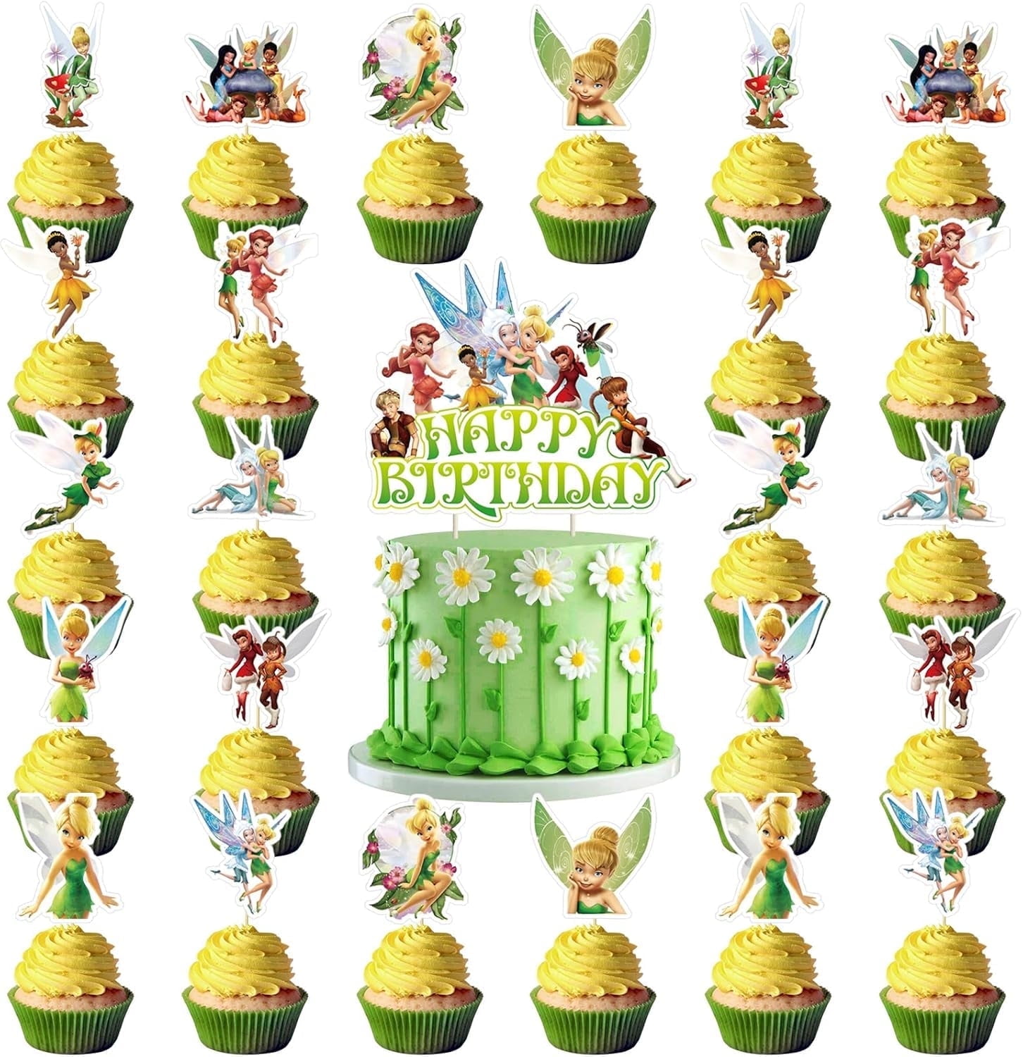 Party Decoration, 50 pcs Cake Decoration Include 2Pcs Big Cake Topper ...