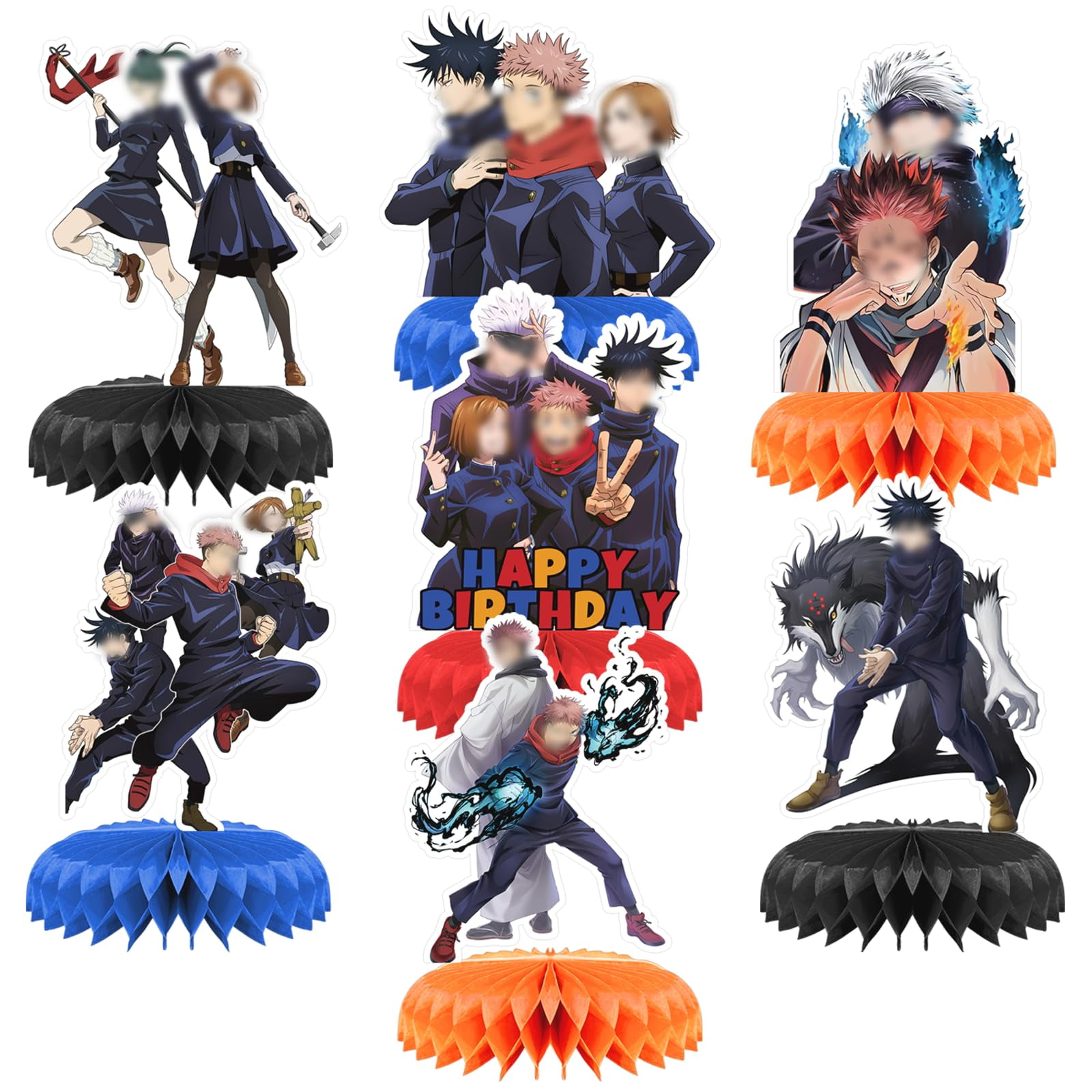 Party Decorations, 7 Pcs Jujutsu Themed Honeycomb Centerpieces Table ...