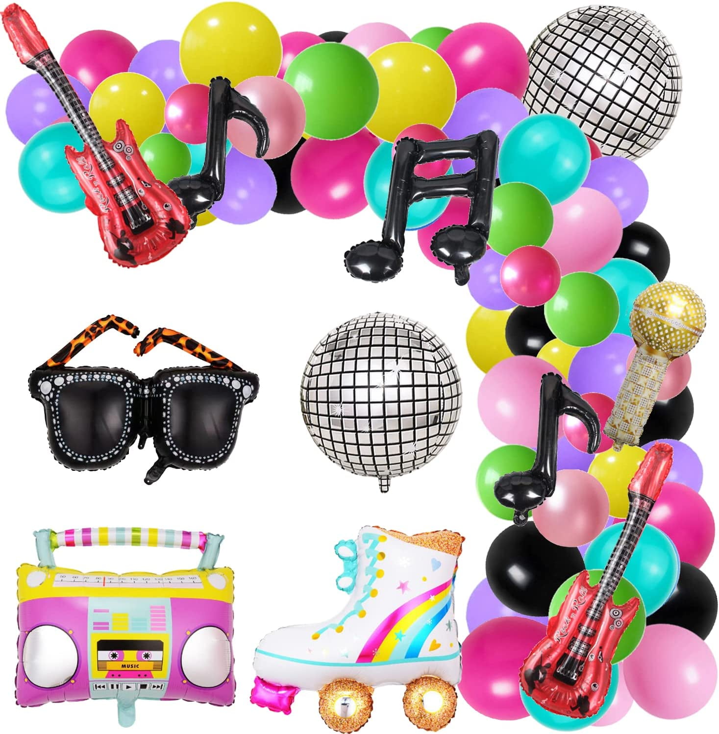 80s 90s Party Decor: Radio Boom Box, 139PCS Skate Disco Balloons, Retro ...