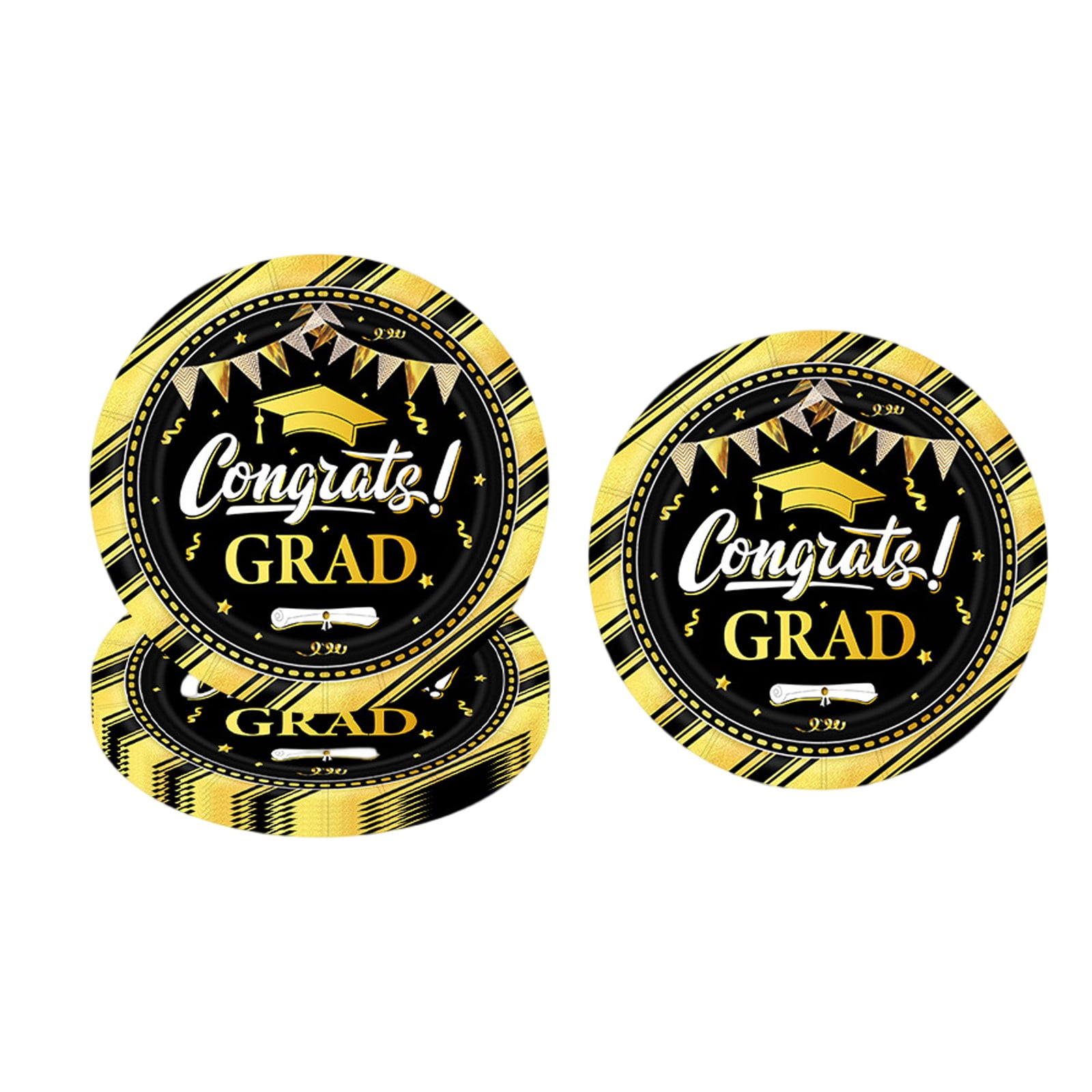 Party Decorations Congrats Grad Party Plates Set 40 Pieces Black & Gold ...
