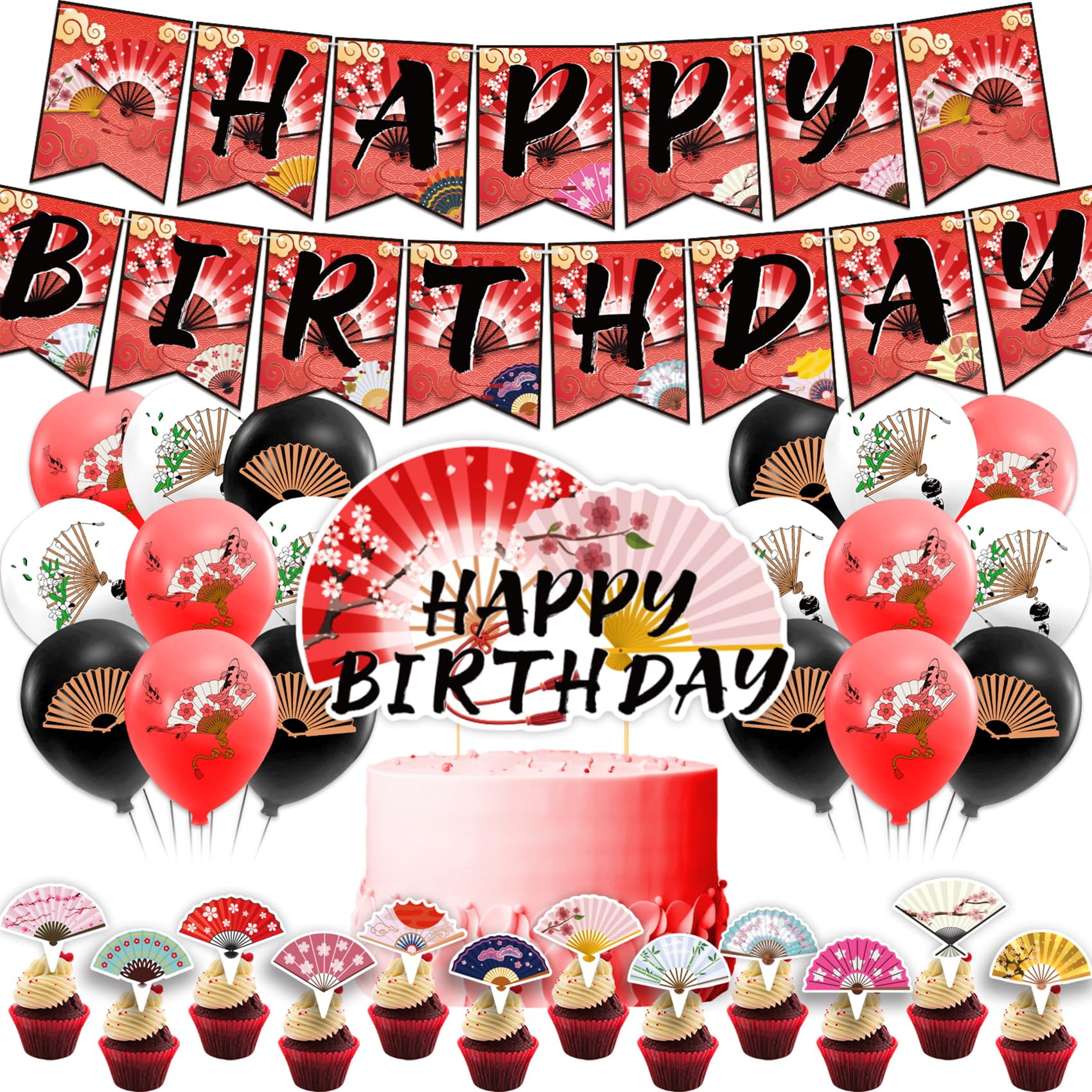 Party Decorations FoldingTRDN Fans - Birthday Party Supplies Includes ...