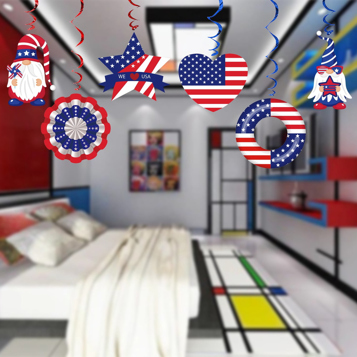 Party Decorations Promotion Sale! Fourth of July Decorations Hanging ...