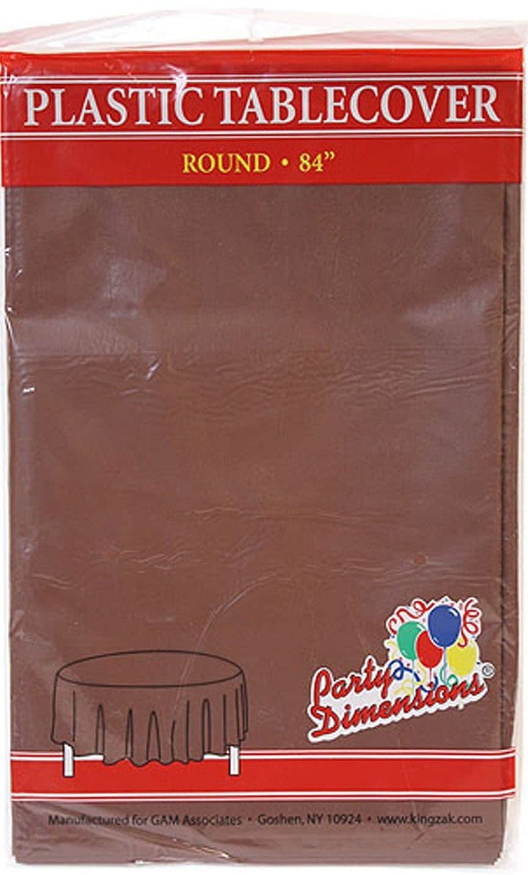 Party Dimension Tablecloth Plastic Disposable Chesnut Round Tablecover for Weddings, Banquets ...