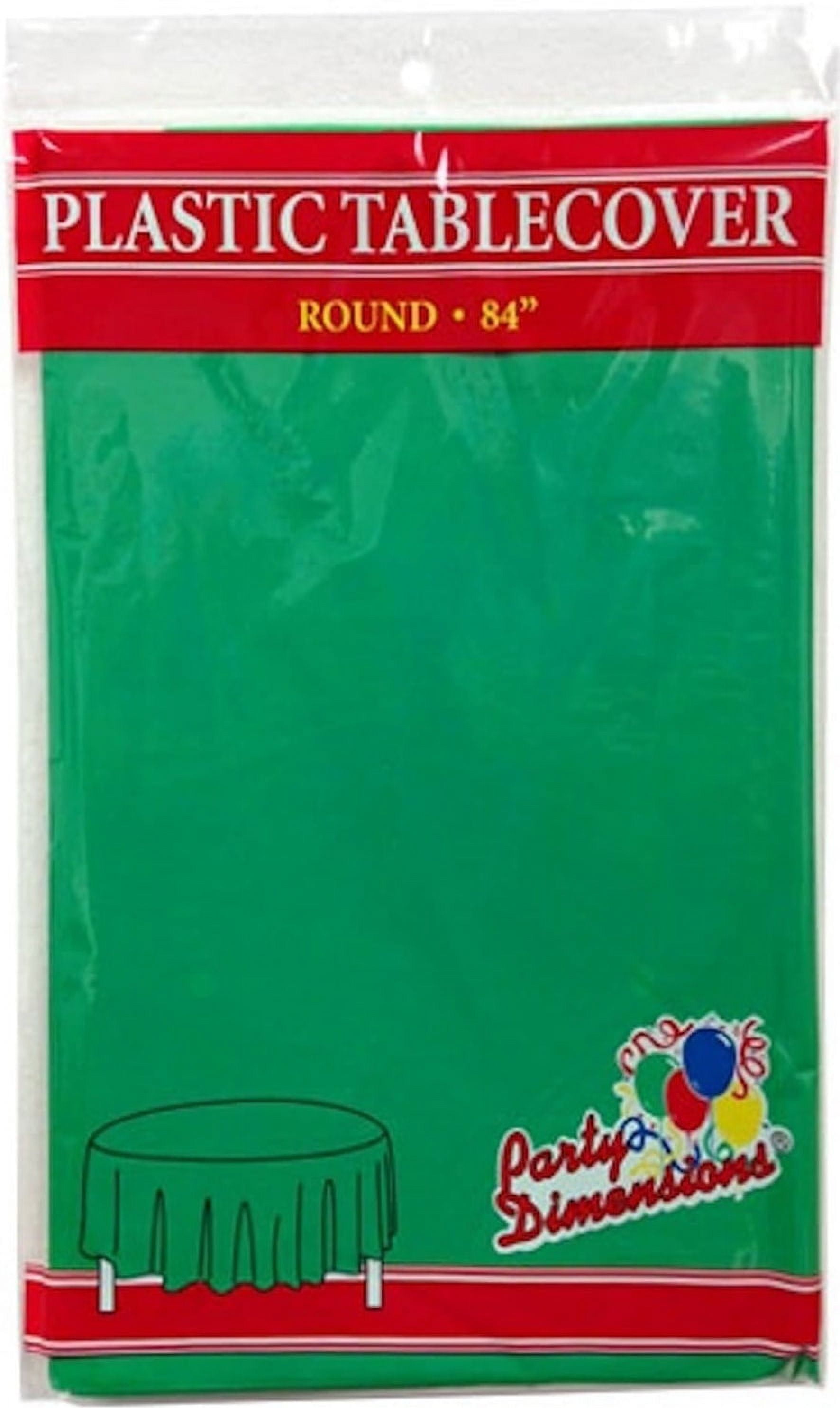 Party Dimension Tablecloth Plastic Disposable Green Round Tablecover for Weddings, Banquets ...