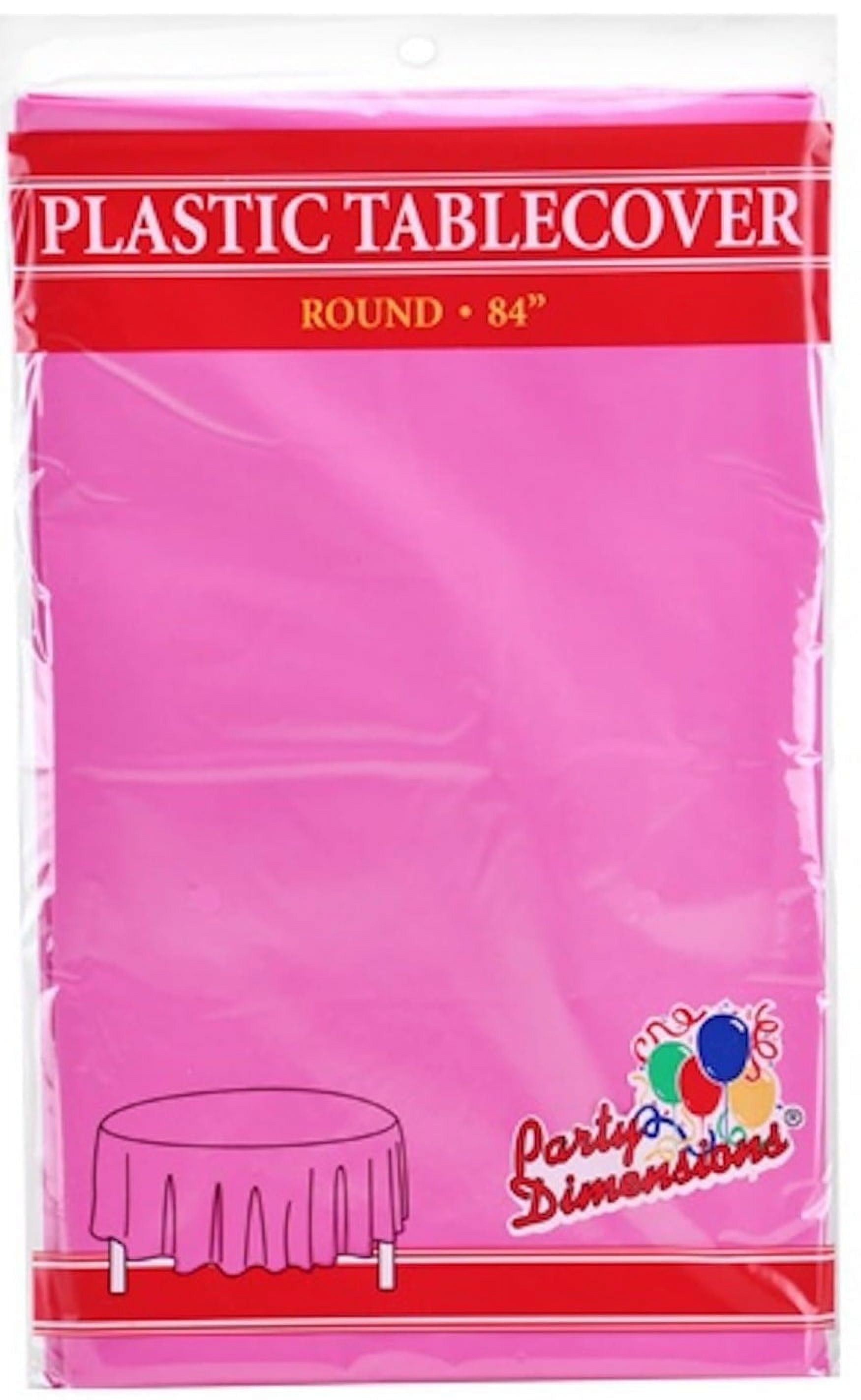 Party Dimension Tablecloth Plastic Disposable Hot Pink Round Tablecover for Weddings, Banquets ...