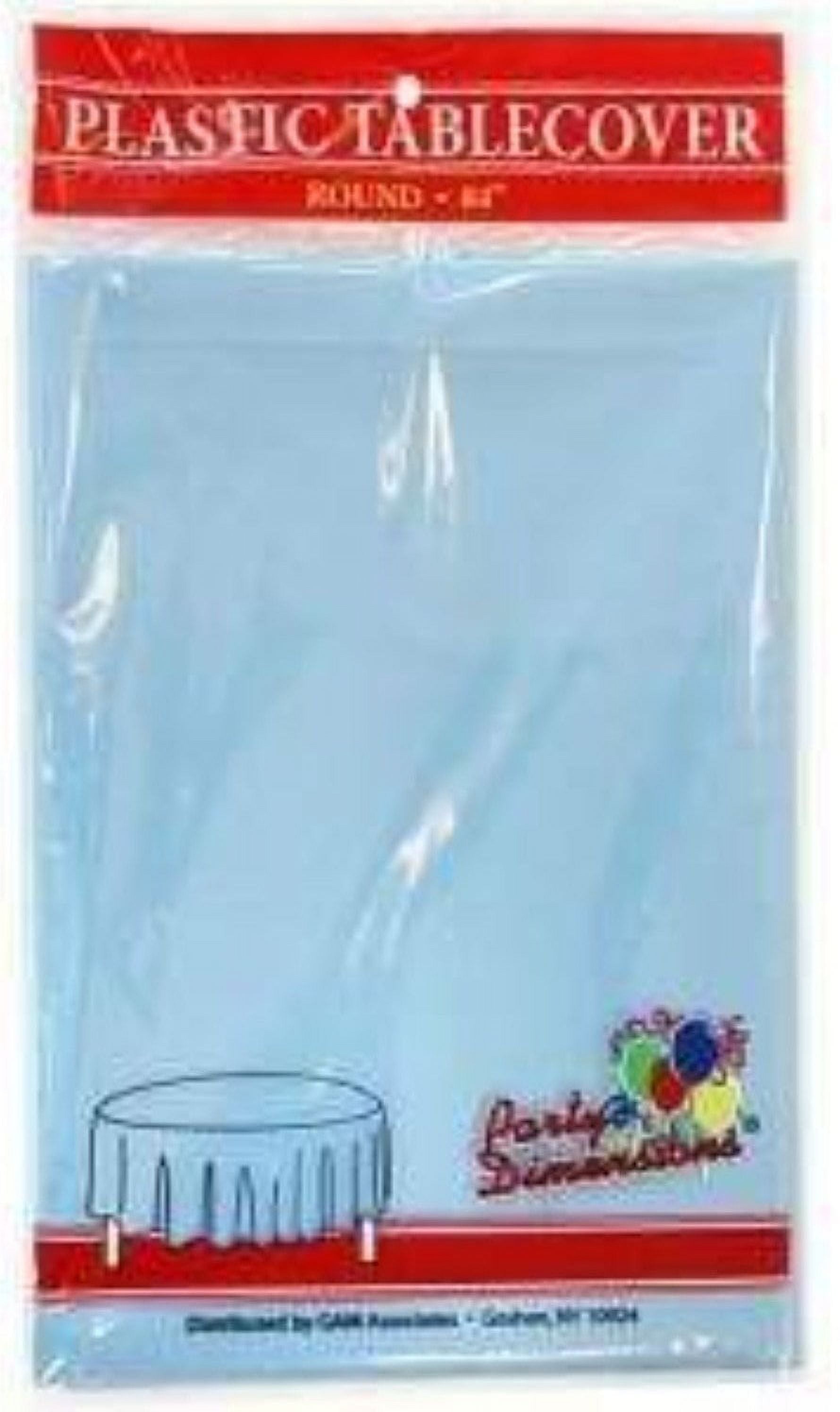 Party Dimension Tablecloth Plastic Disposable Light Blue Round Tablecover for Weddings, Banquets ...