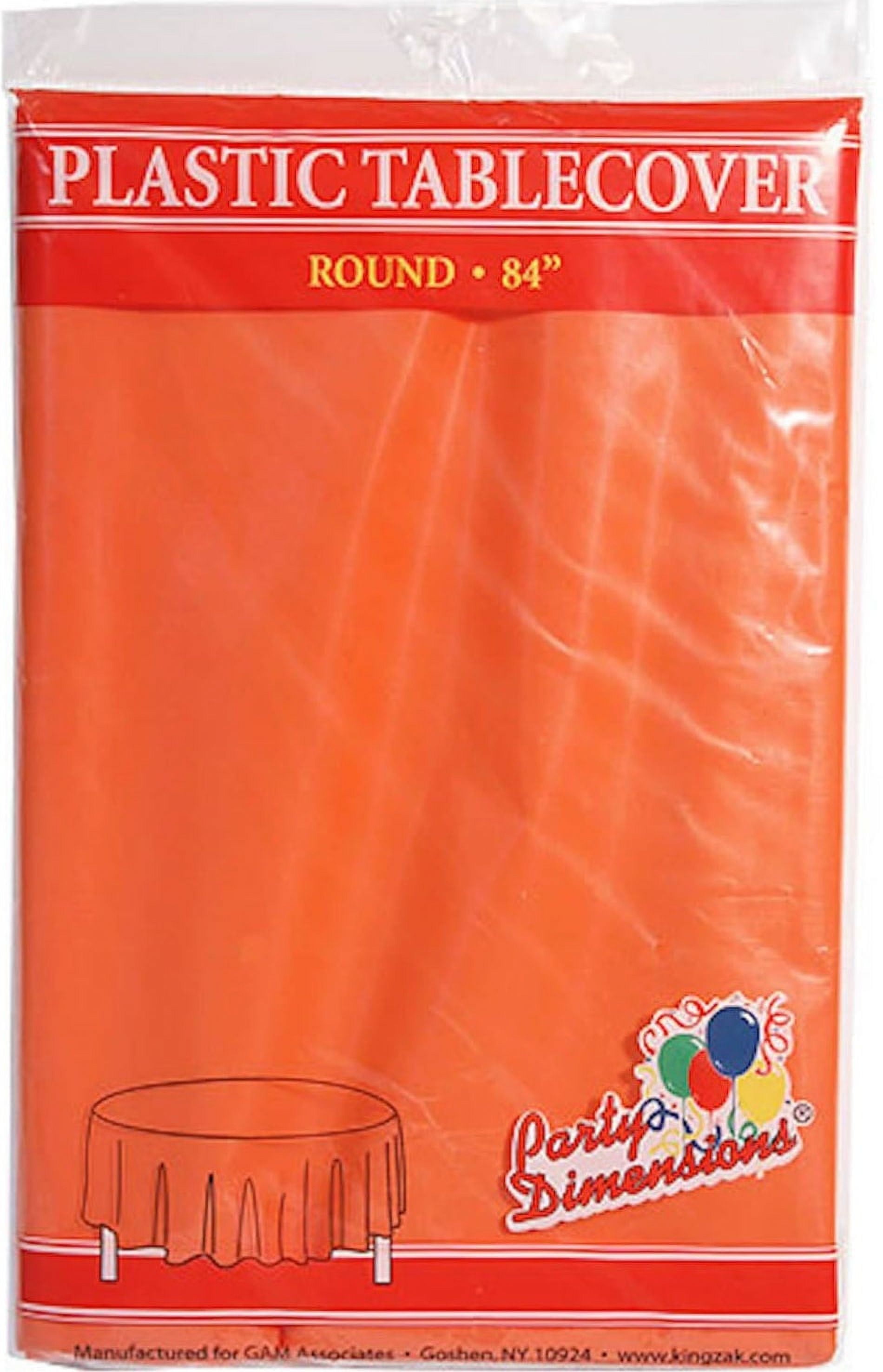 Party Dimension Tablecloth Plastic Disposable Orange Round Tablecover for Weddings, Banquets ...
