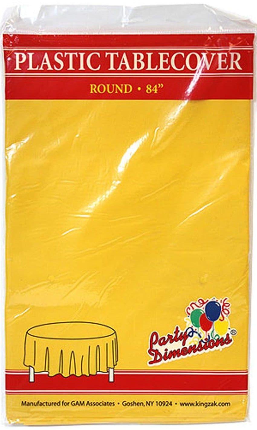 Party Dimension Tablecloth Plastic Disposable Sunshine Yellow Round Tablecover for Weddings ...