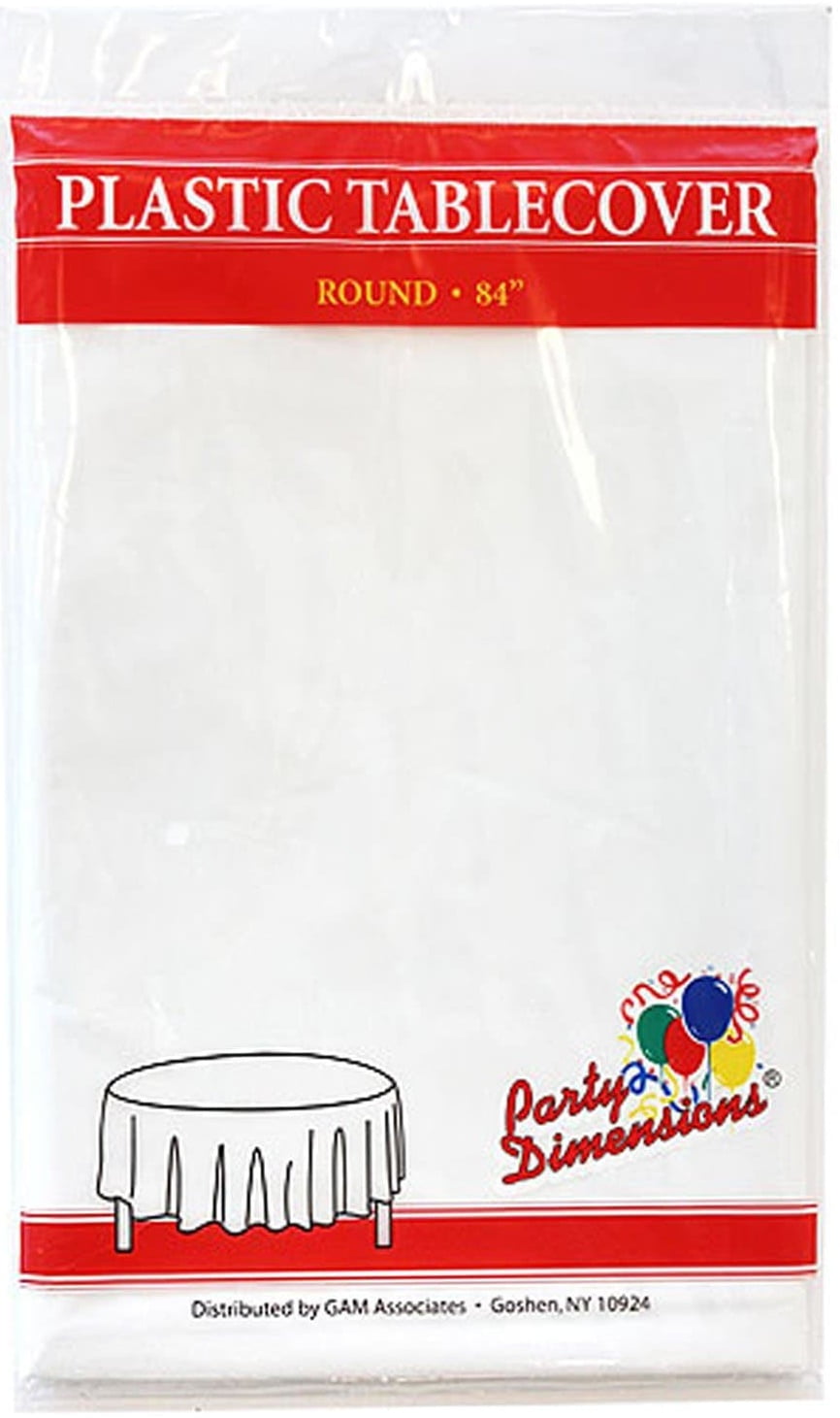 Party Dimension Tablecloth Plastic Disposable White Round Tablecover for Weddings, Banquets ...