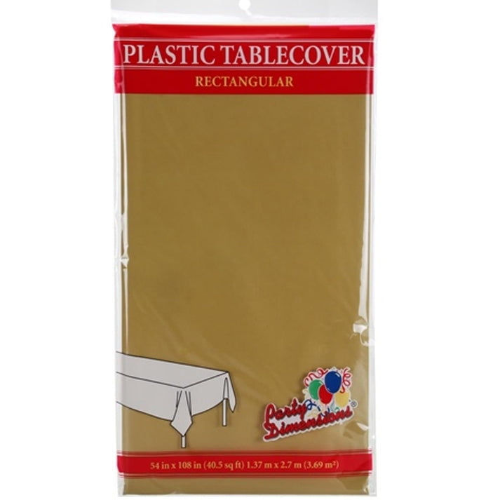 Party Dimension Tablecover Plastic Gold Rectangular Disposable Tablecloth for Weddings, Banquets ...