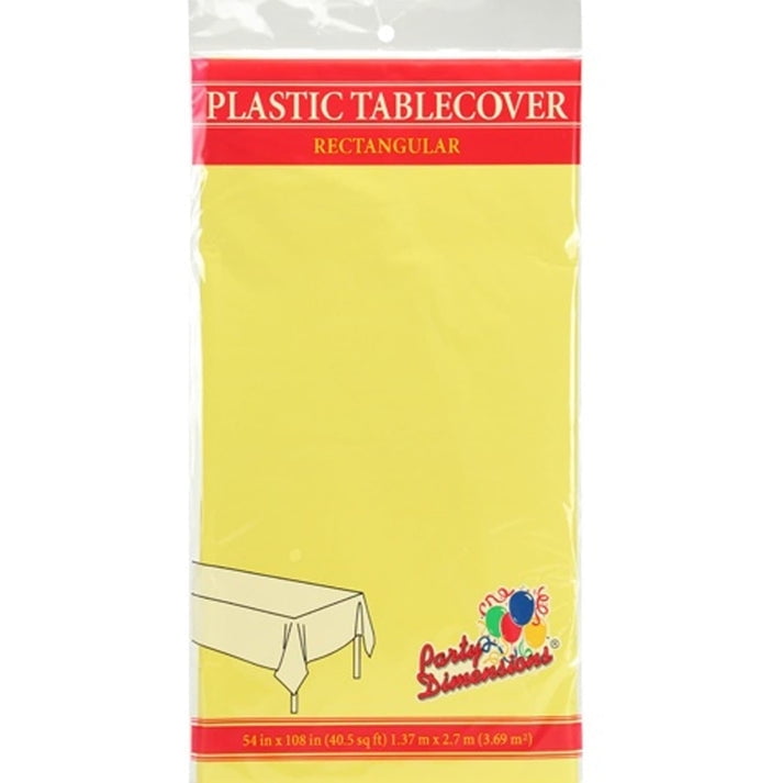 Party Dimension Tablecover Plastic Yellow Rectangular Disposable Tablecloth for Weddings ...